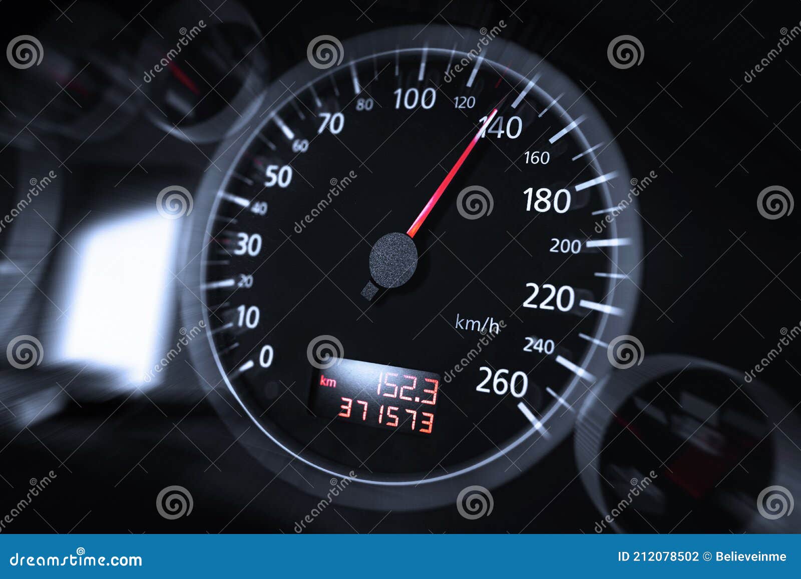 The Speedometer of a Modern Car Shows a High Driving Speed. Stock Photo ...