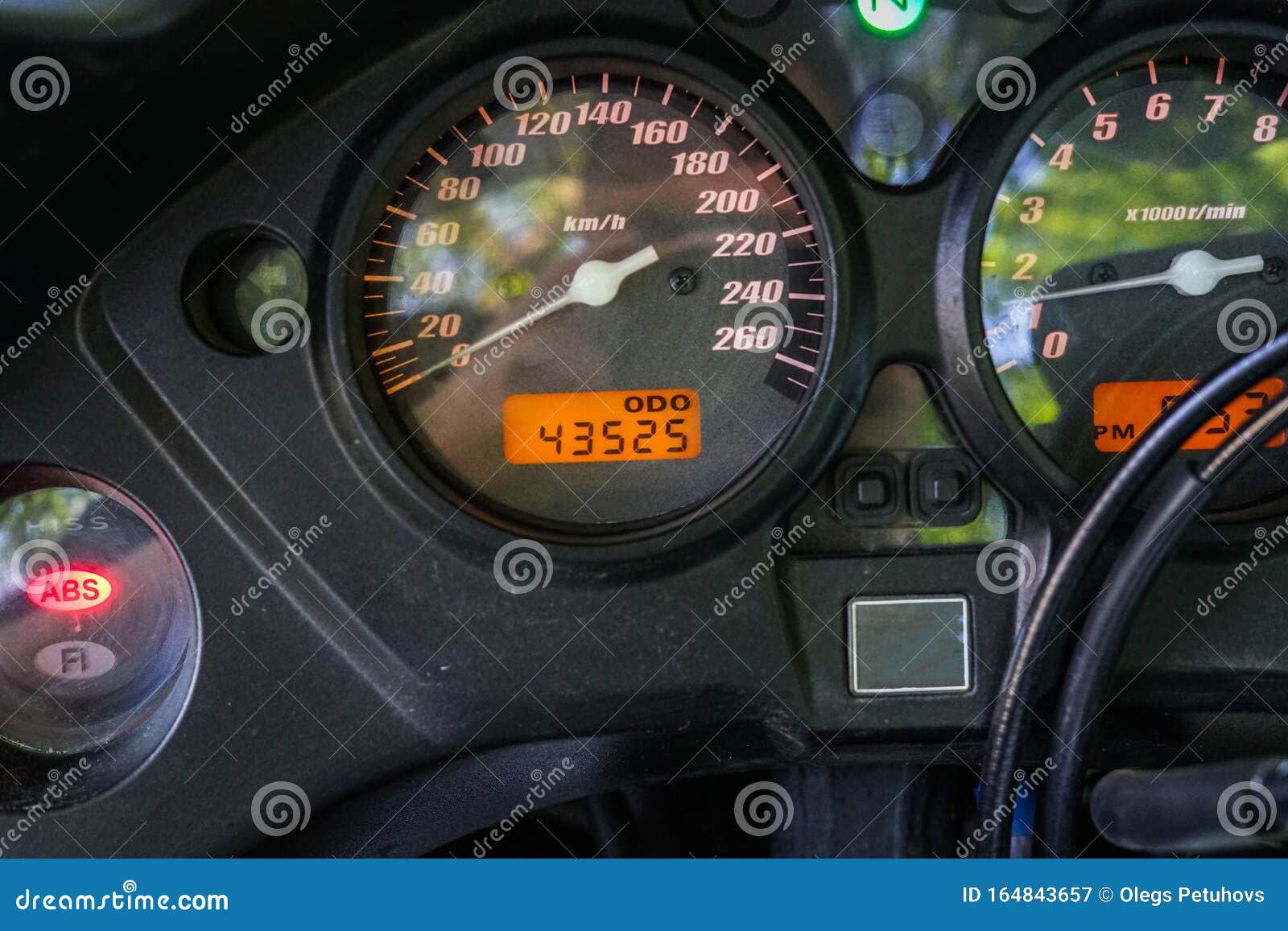 Speedometer of Motorcycle on a Open Road from Rider Point of View Stock ...