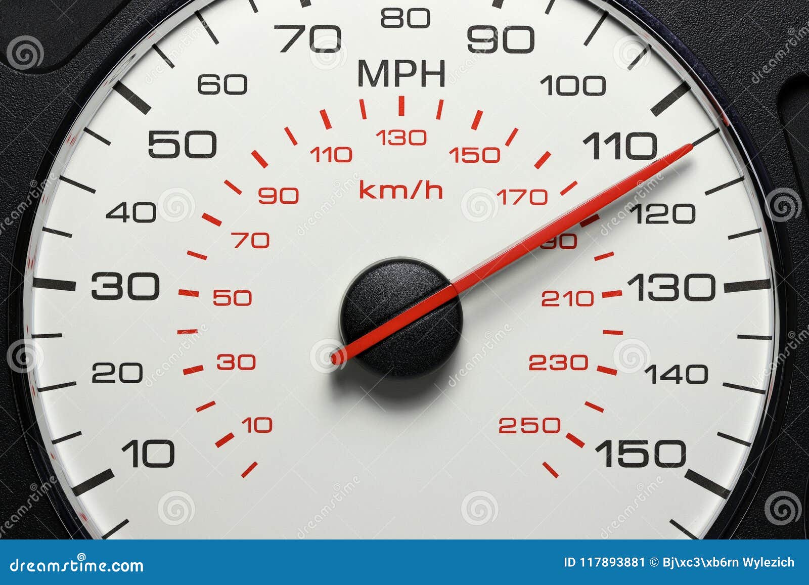 Speedometer at 115 MPH stock image. Image of indication - 117893881