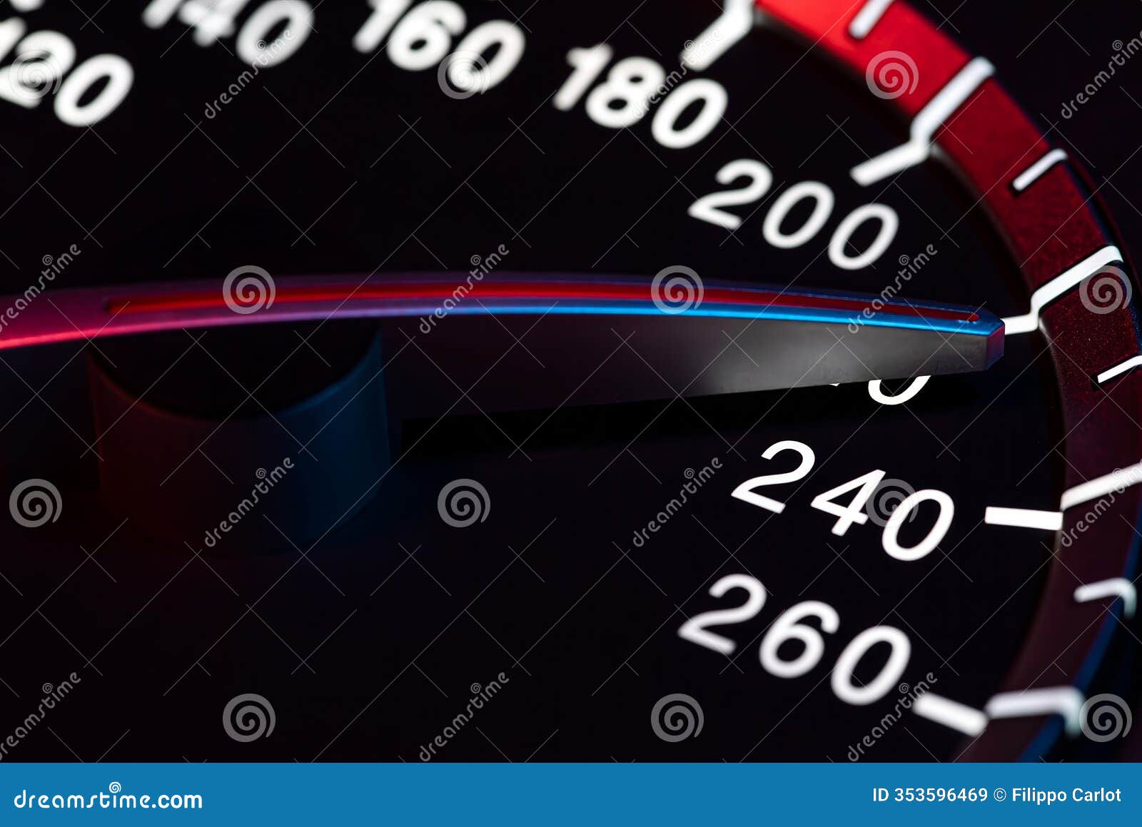 Speedometer Needle Pointing High Speed on Dashboard Displaying Velocity ...
