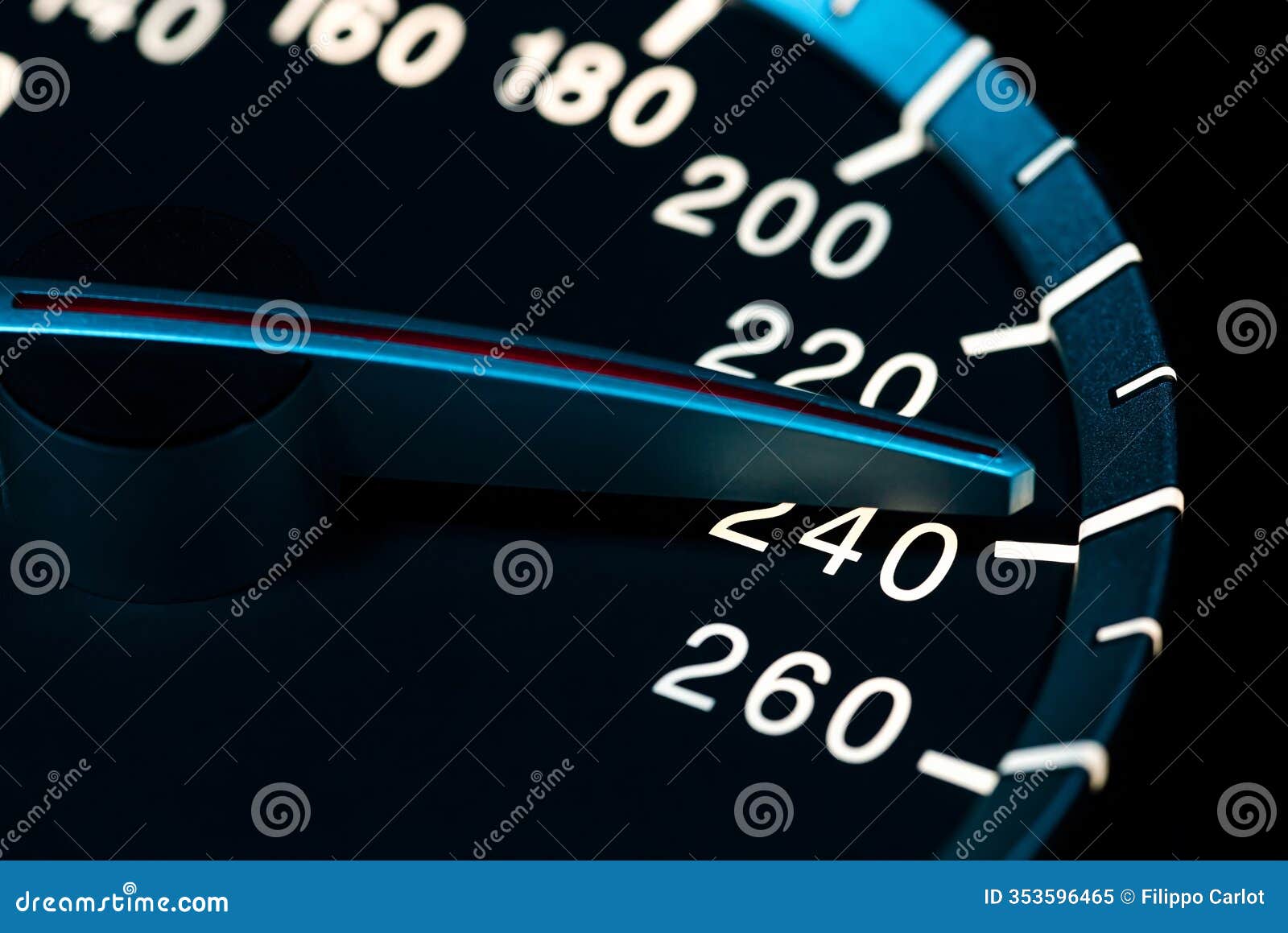 Speedometer Needle Pointing At 220 Kilometers Per Hour On Dashboard ...