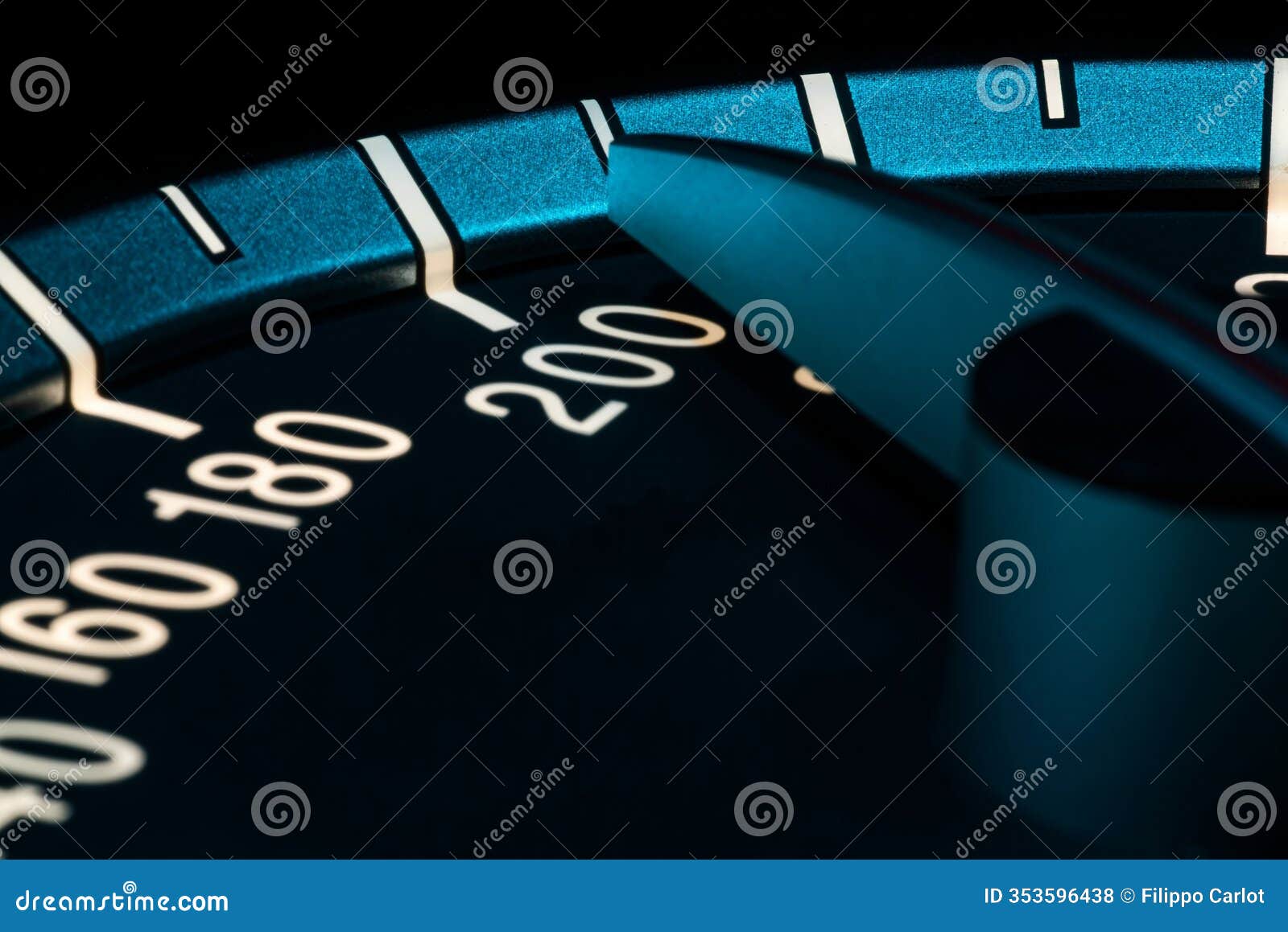 Speedometer Needle Pointing at 200 Speeding on Dashboard Stock ...