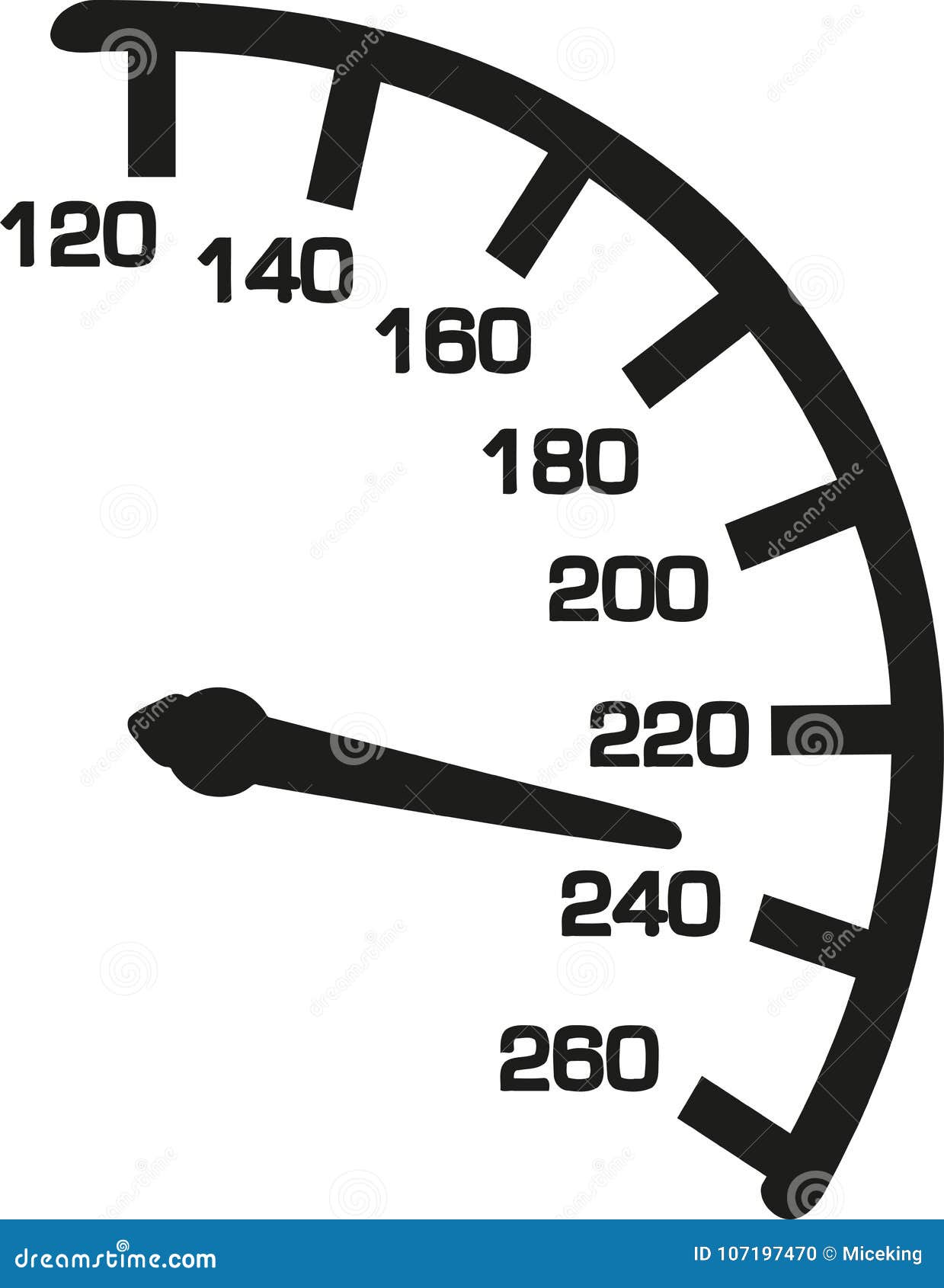 Speedometer with Numbers from 120 To 260 Stock Vector - Illustration of ...
