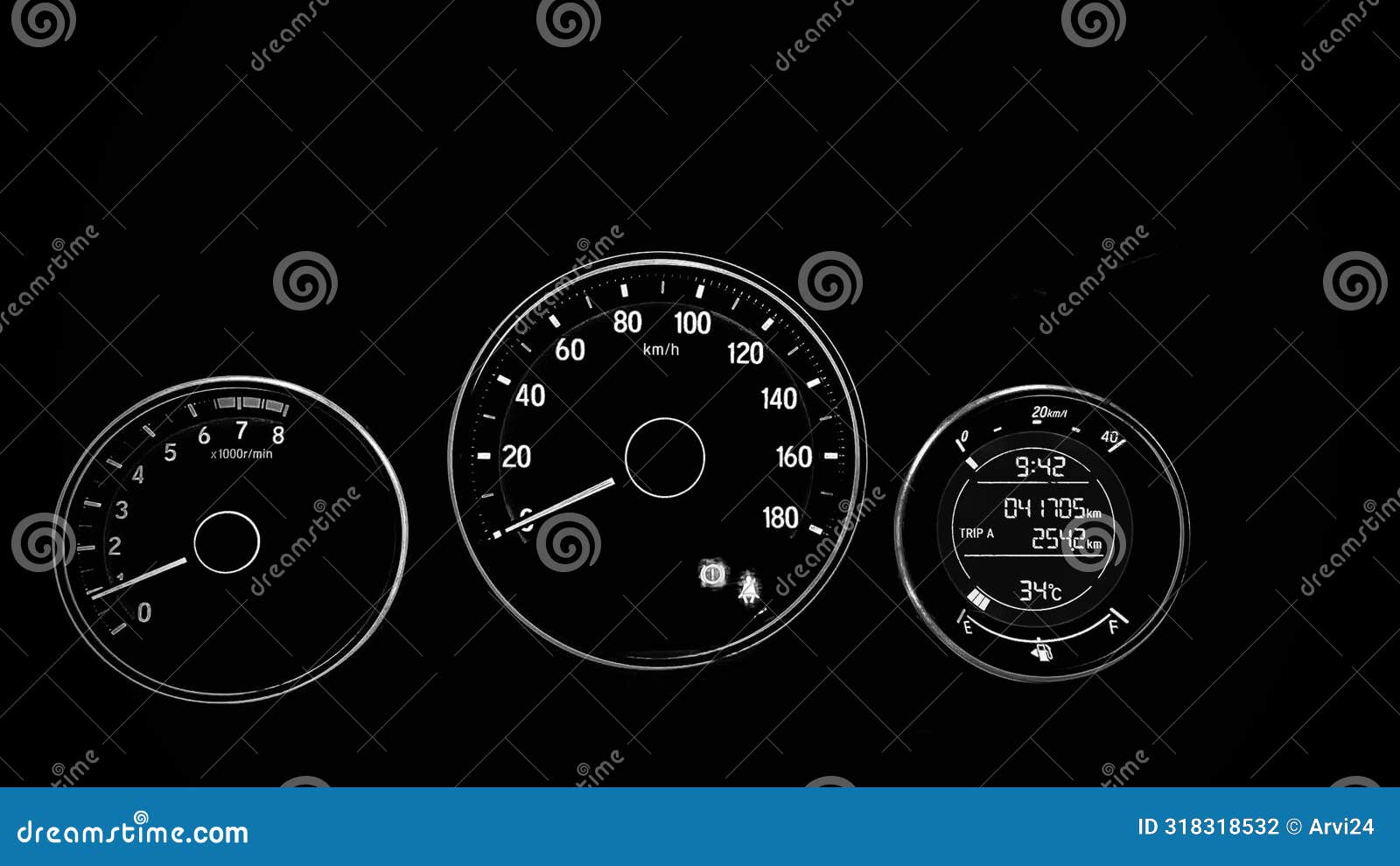 Speedometer or Odometer in Black and White for Editing Stock Photo ...