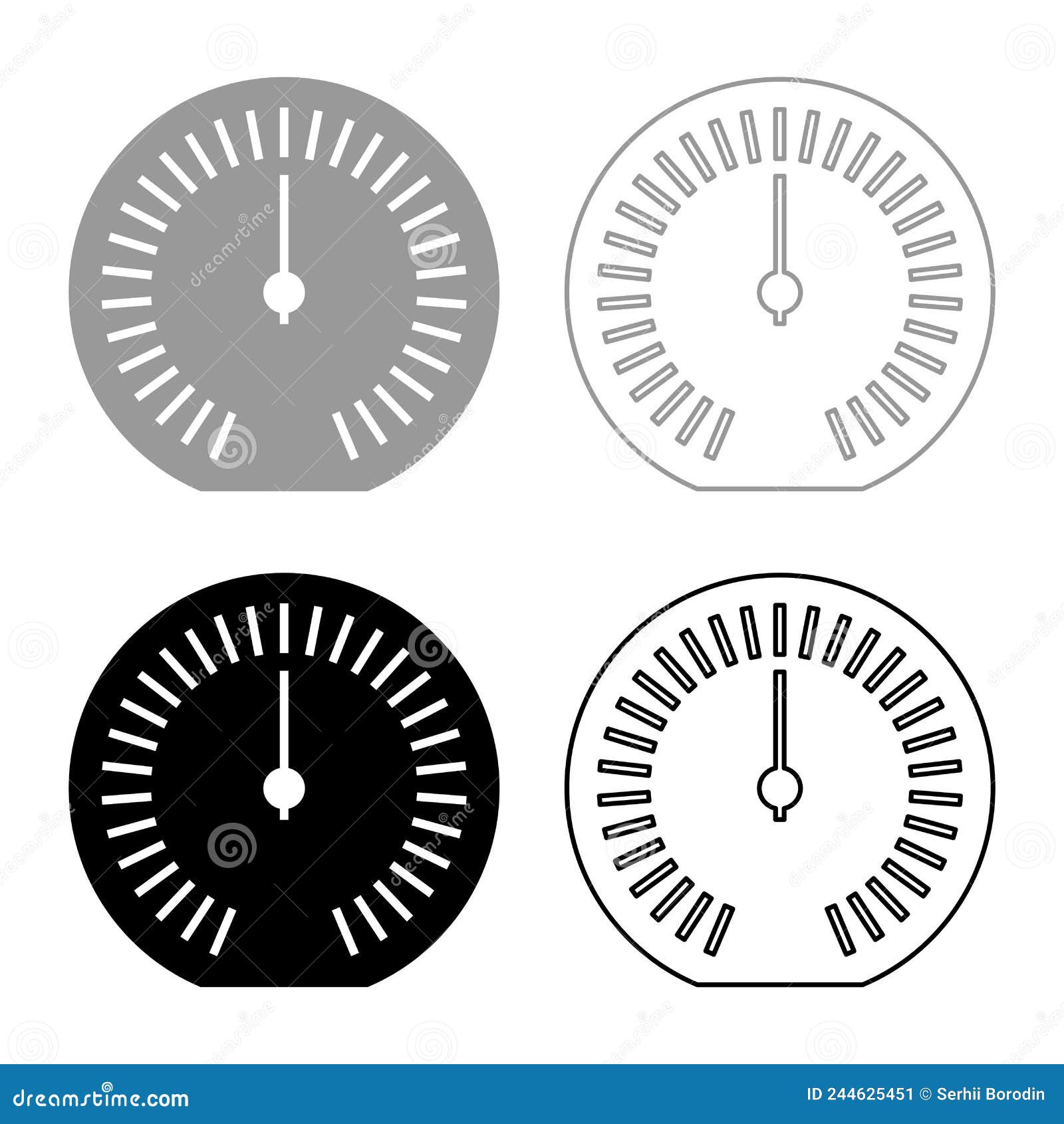 Speedometer Odometer Speed Counter Meter Set Icon Grey Black Color ...
