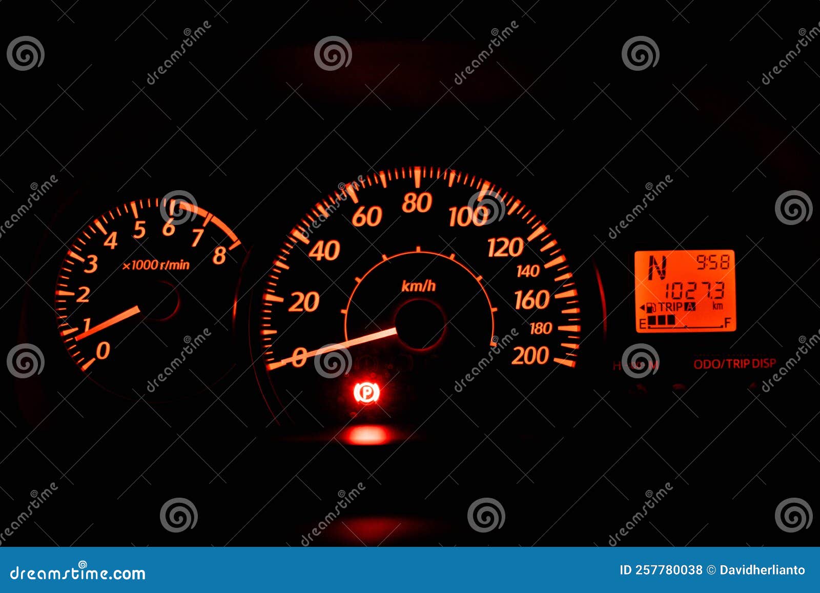Speedometer with Orange Backlight Stock Photo - Image of kilometer ...