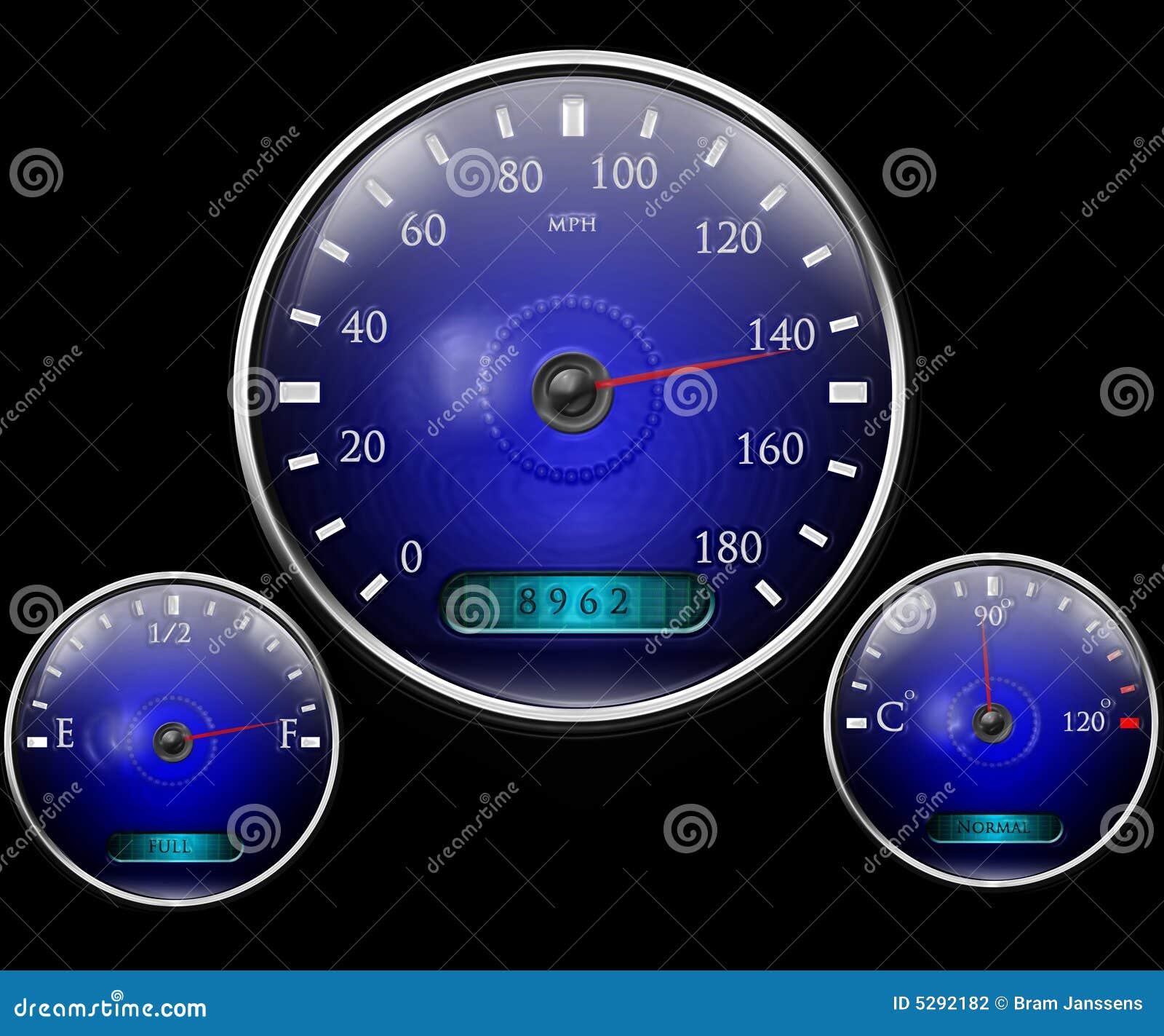 Speedometer and Other Dials Stock Illustration - Illustration of empty ...