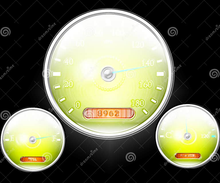 Speedometer and Other Dials Stock Illustration - Illustration of black ...