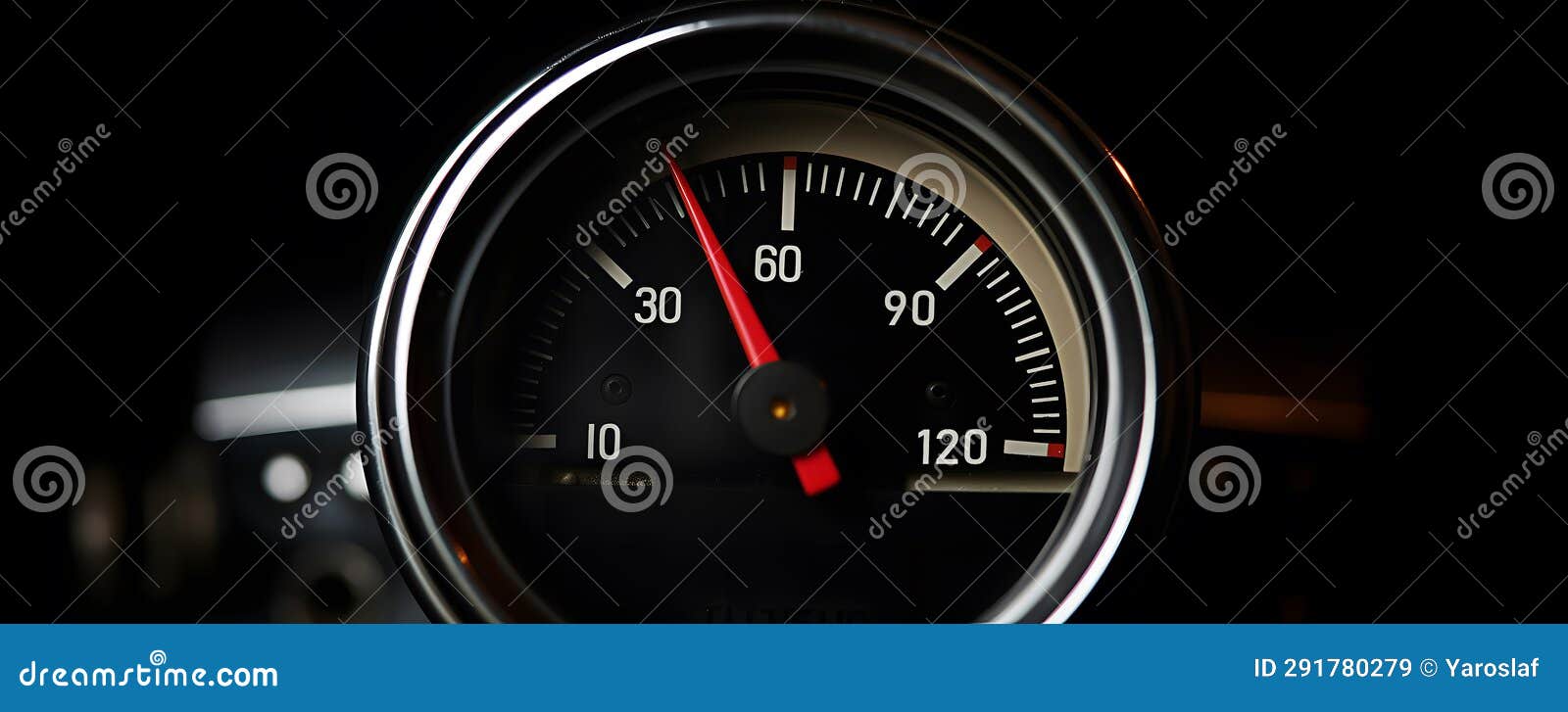 Speedometer on a Panel of Car or Motorbike with Speed Limit Closeup ...