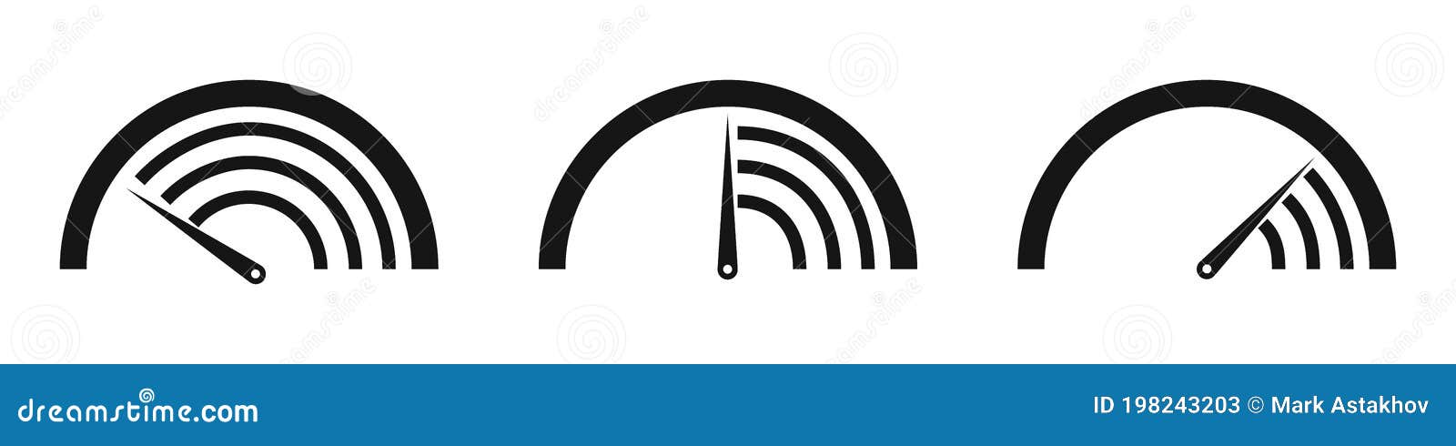 Speedometer Rating Icon Set. Vector Scale Indicator Symbol Collection ...