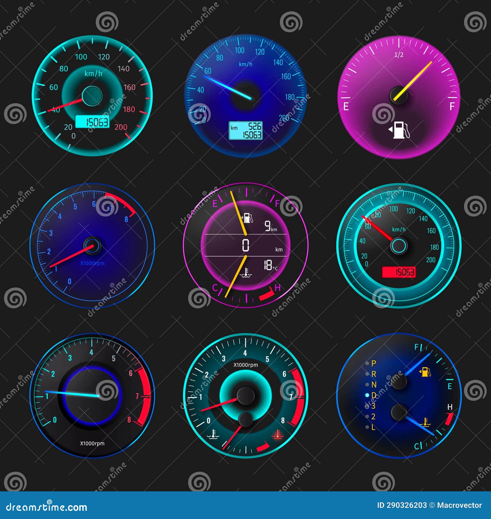 Speedometer Realistic Background Cartoon Vector | CartoonDealer.com ...
