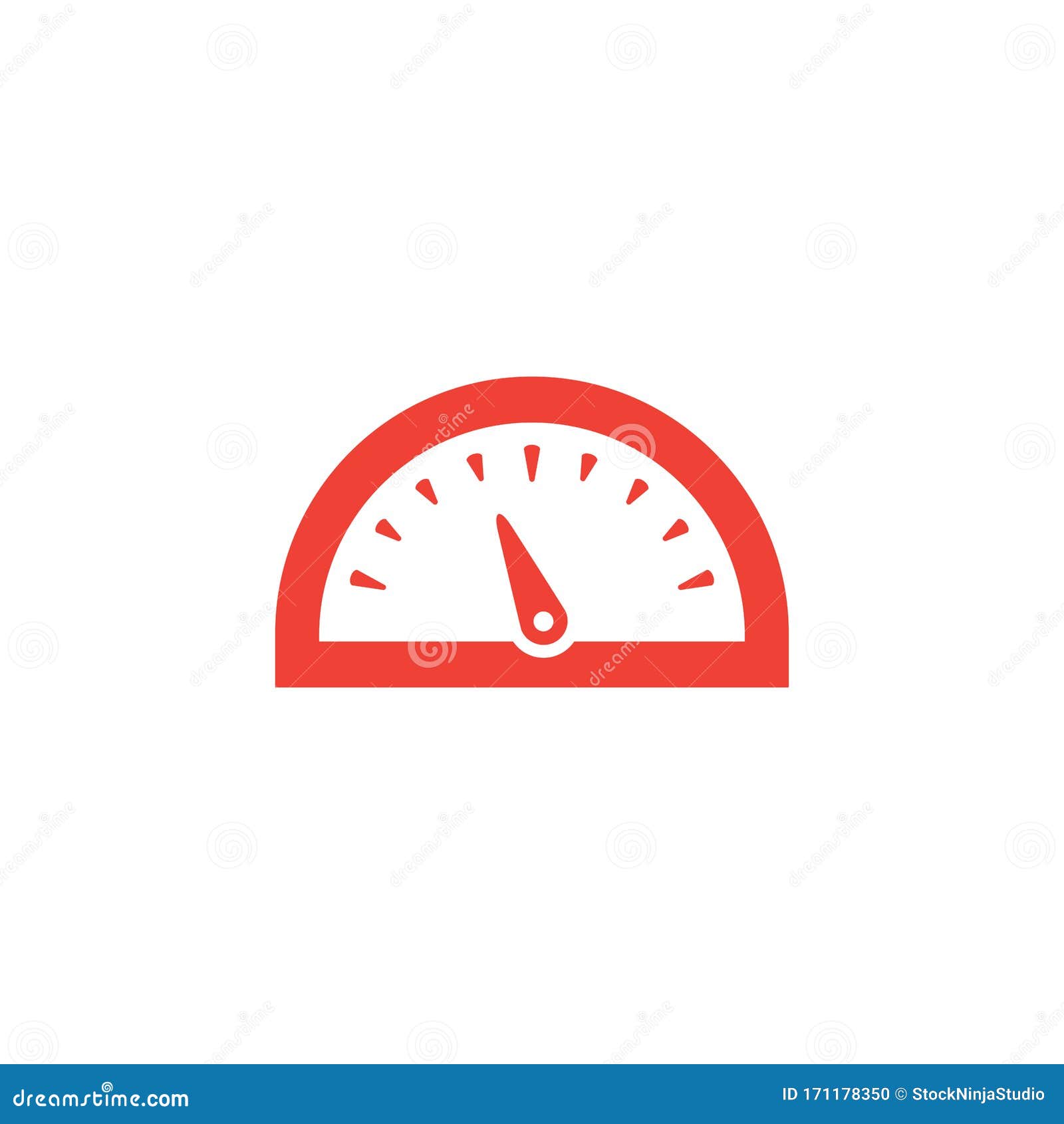 Speedometer Red Icon on White Background. Red Flat Style Vector ...