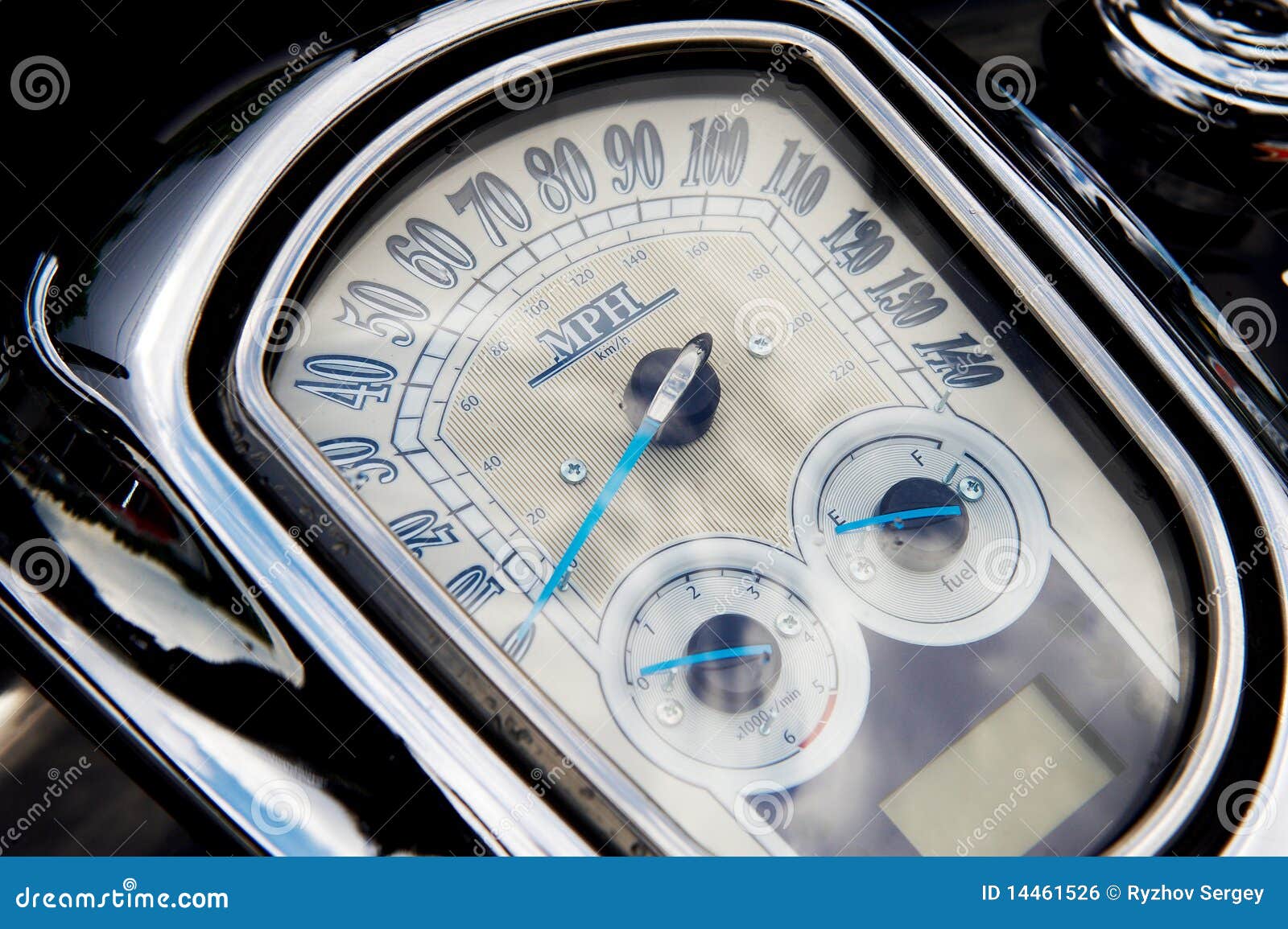 Speedometer Retro on Motorcycle Stock Photo - Image of cruiser, meters ...