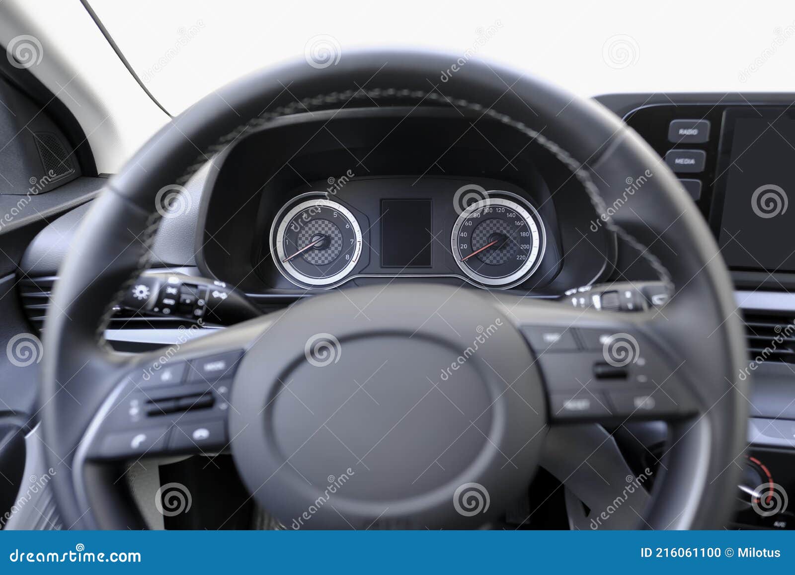 Speedometer Rev Indicator and Steering Wheel of a Car Stock Photo ...