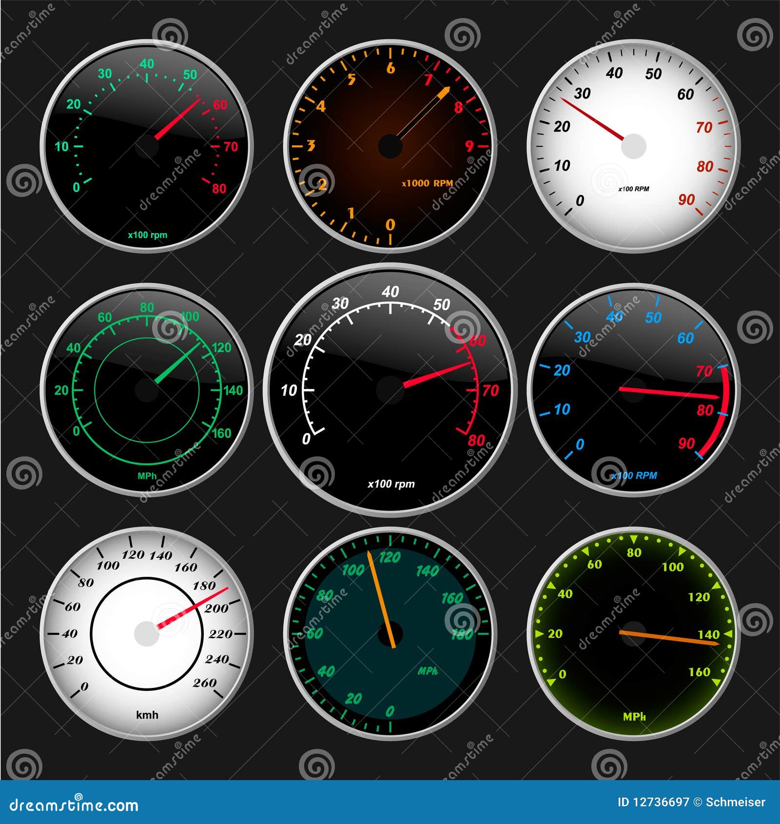 Speedometer and RPM gauges stock vector. Illustration of automobile ...