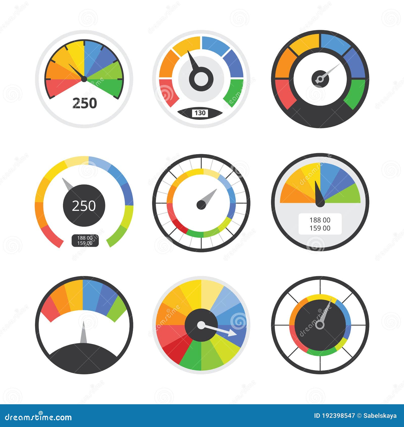 Speedometer Set - Speed Measurement Indicator Tool Collection Stock ...