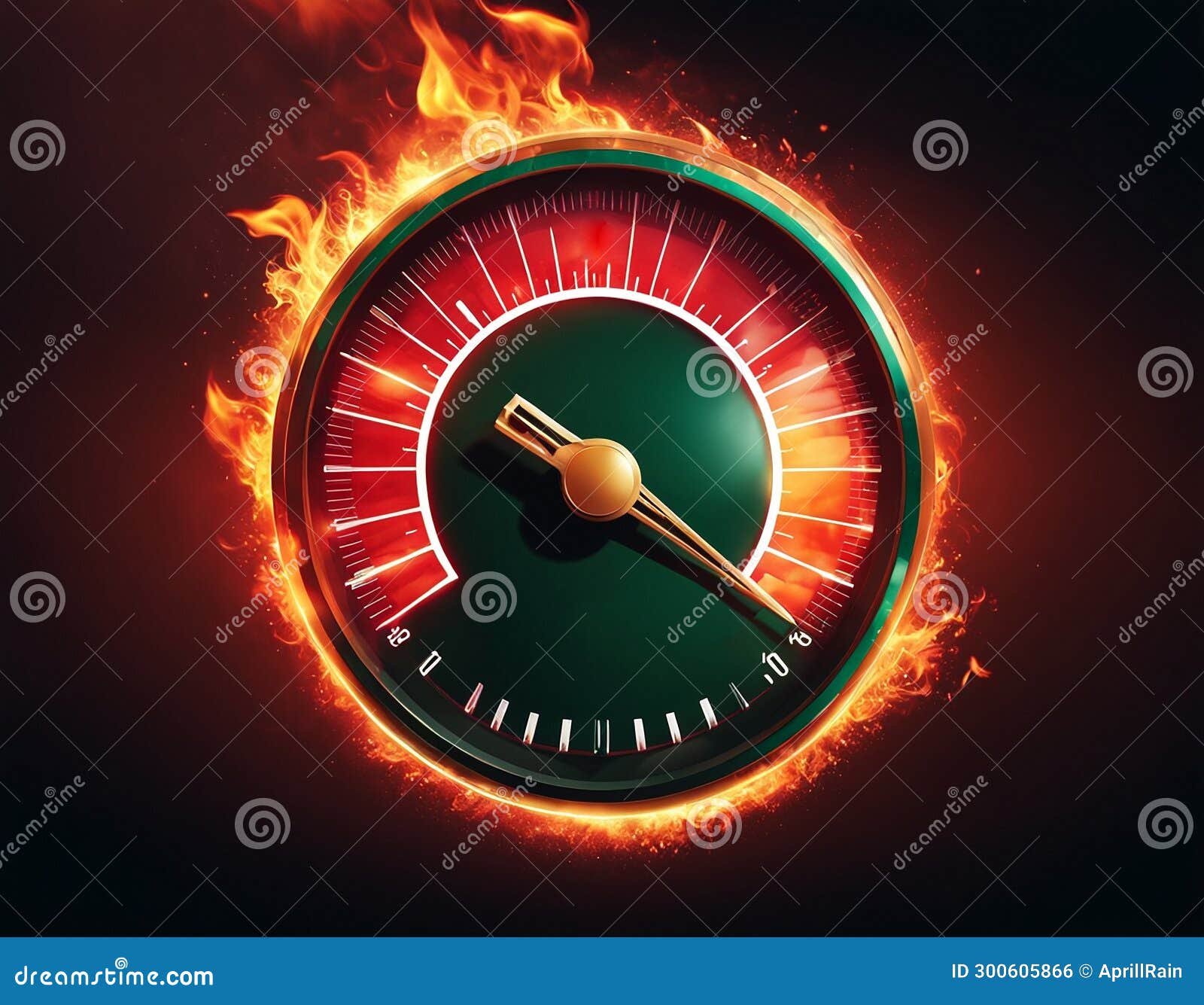 A Speedometer Shrouded in Flames Stock Illustration - Illustration of ...