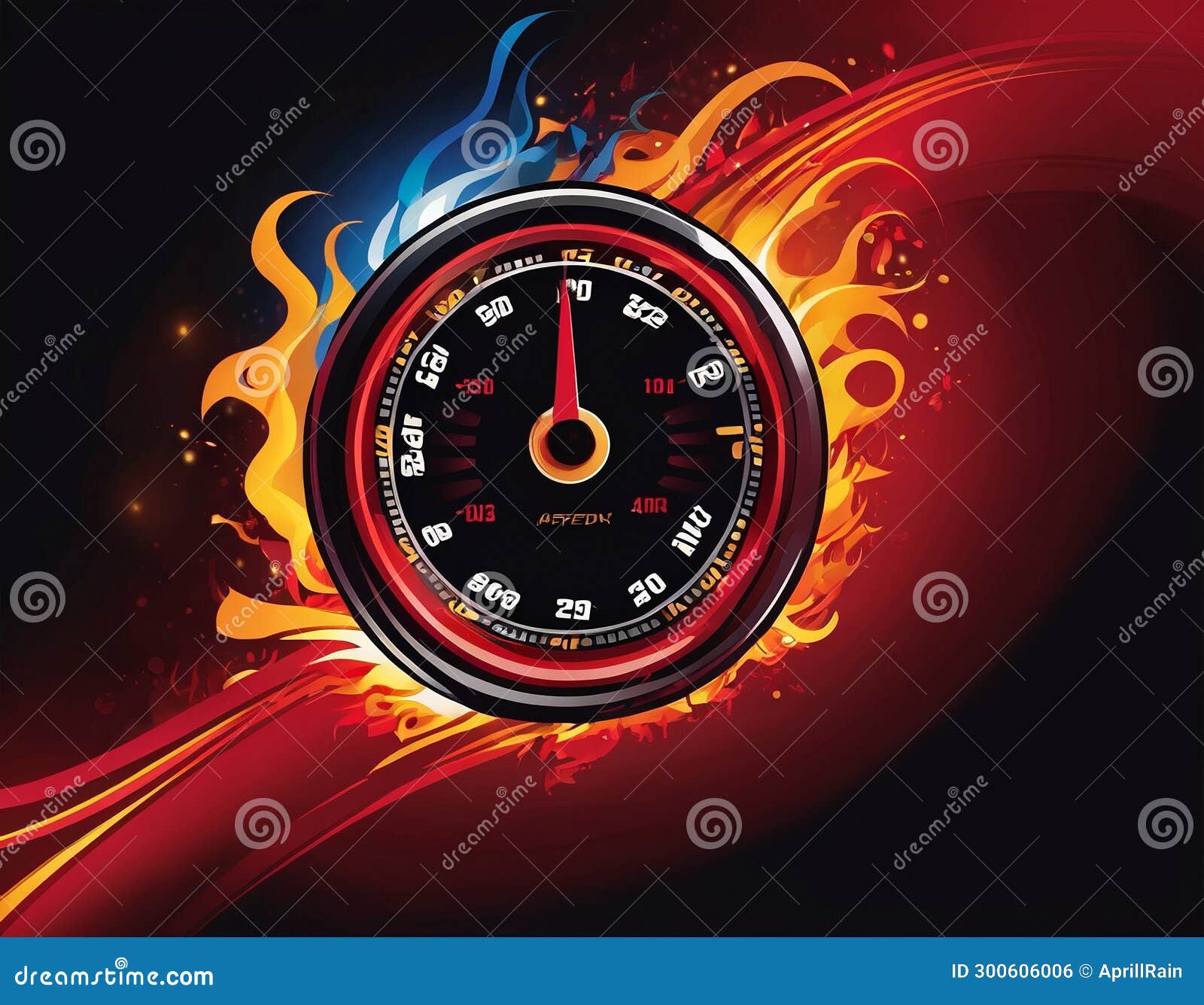 A Speedometer Shrouded in Flames Stock Photo - Image of power ...