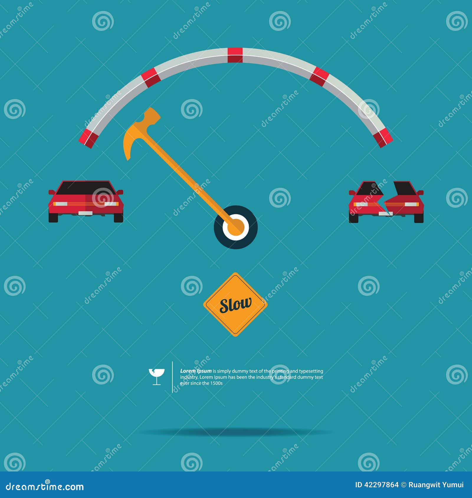 Speedometer and Slow Sign stock vector. Illustration of design - 42297864