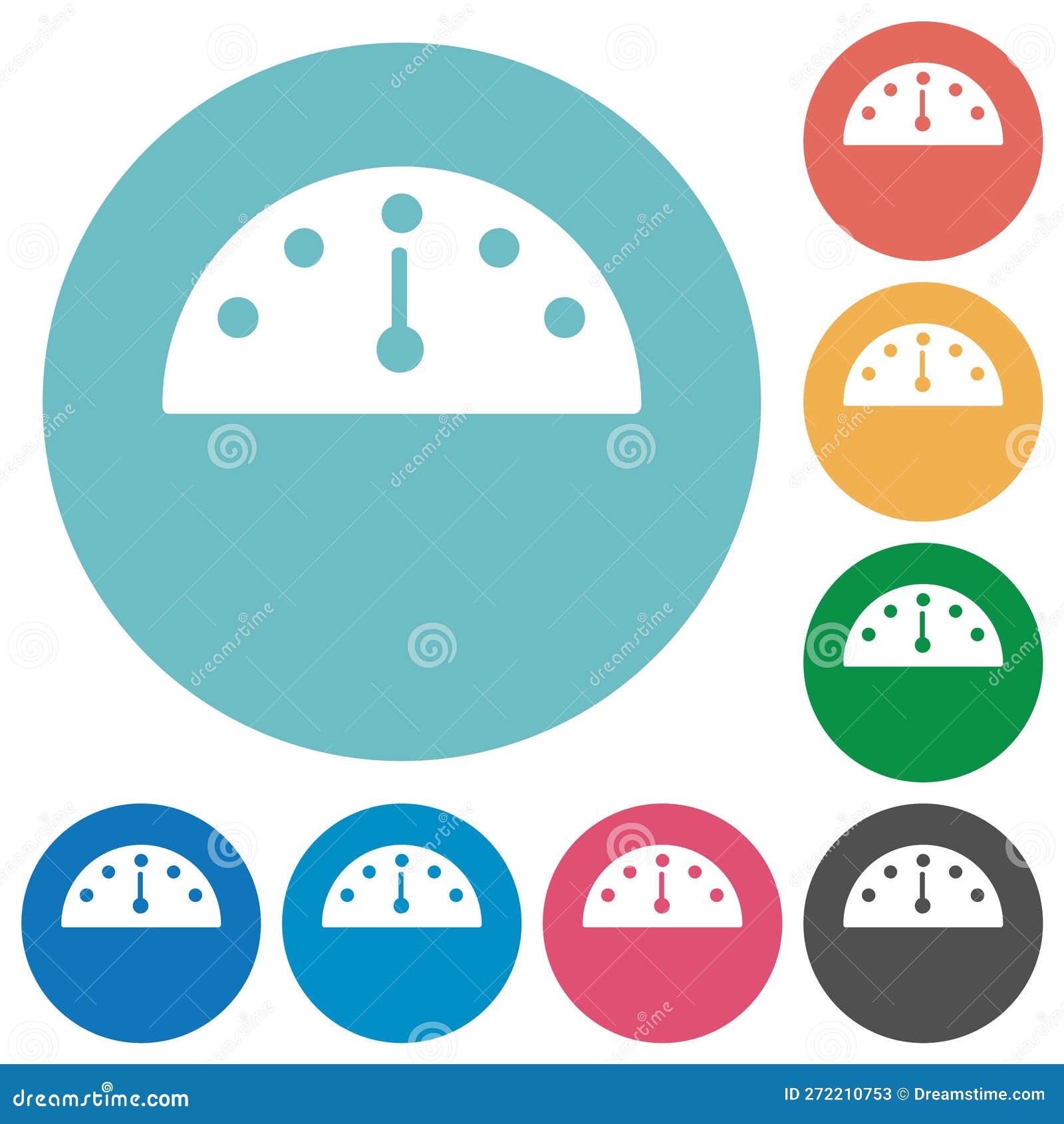 Speedometer Solid Flat Round Icons Stock Vector - Illustration of symbol, solid: 272210753