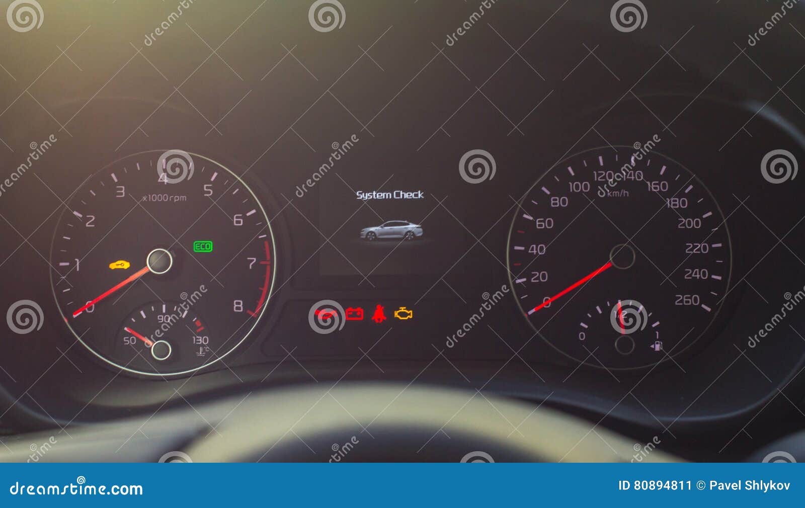 Speedometer and Tachometer with Additional Instruments Stock Image ...