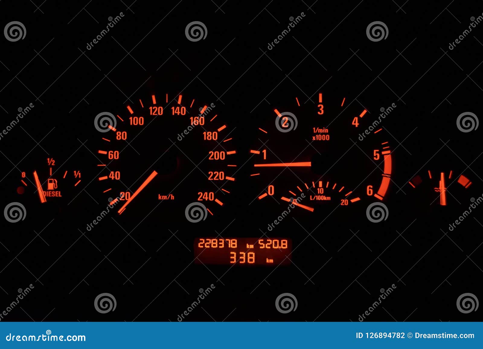 Speedometer and tachometer stock photo. Image of indicator - 126894782