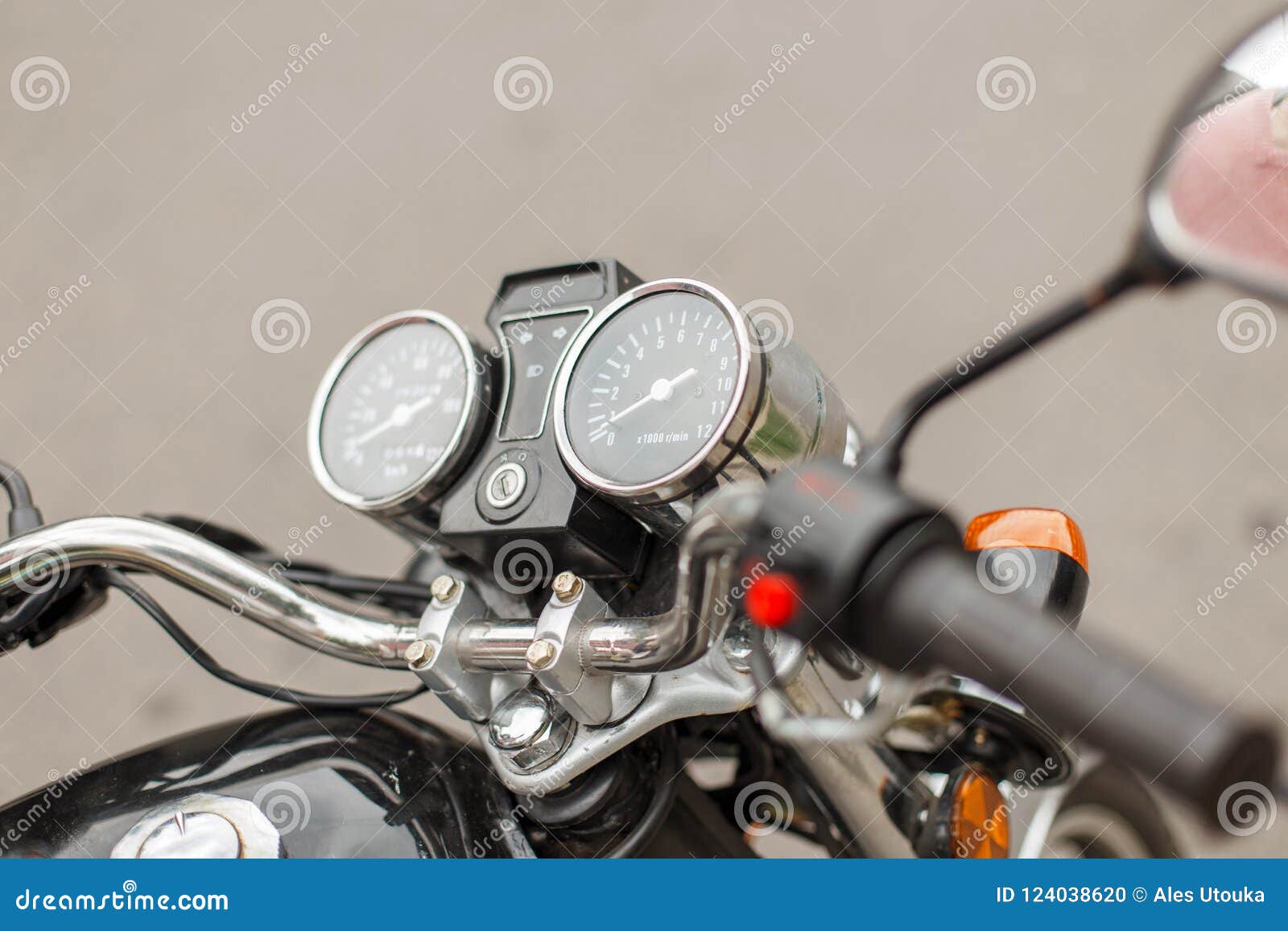 Speedometer and Tachometer of a Vintage Motorcycle Close-up Stock Photo ...