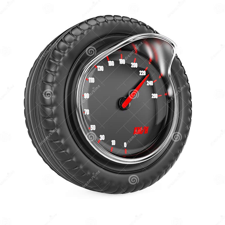 Speedometer in tire stock illustration. Illustration of white - 44041636