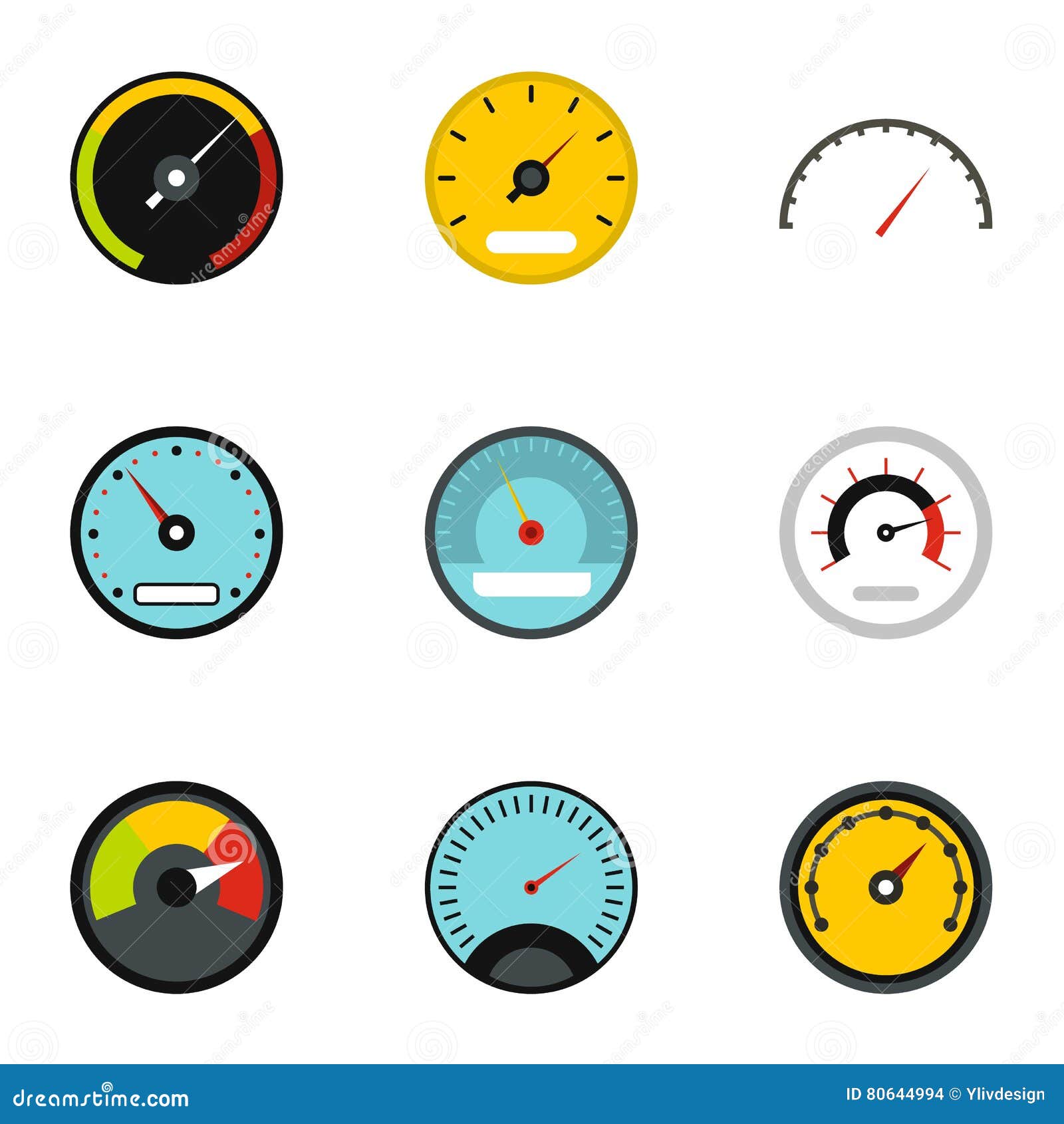 Speedometer for Transport Icons Set, Flat Style Stock Vector ...