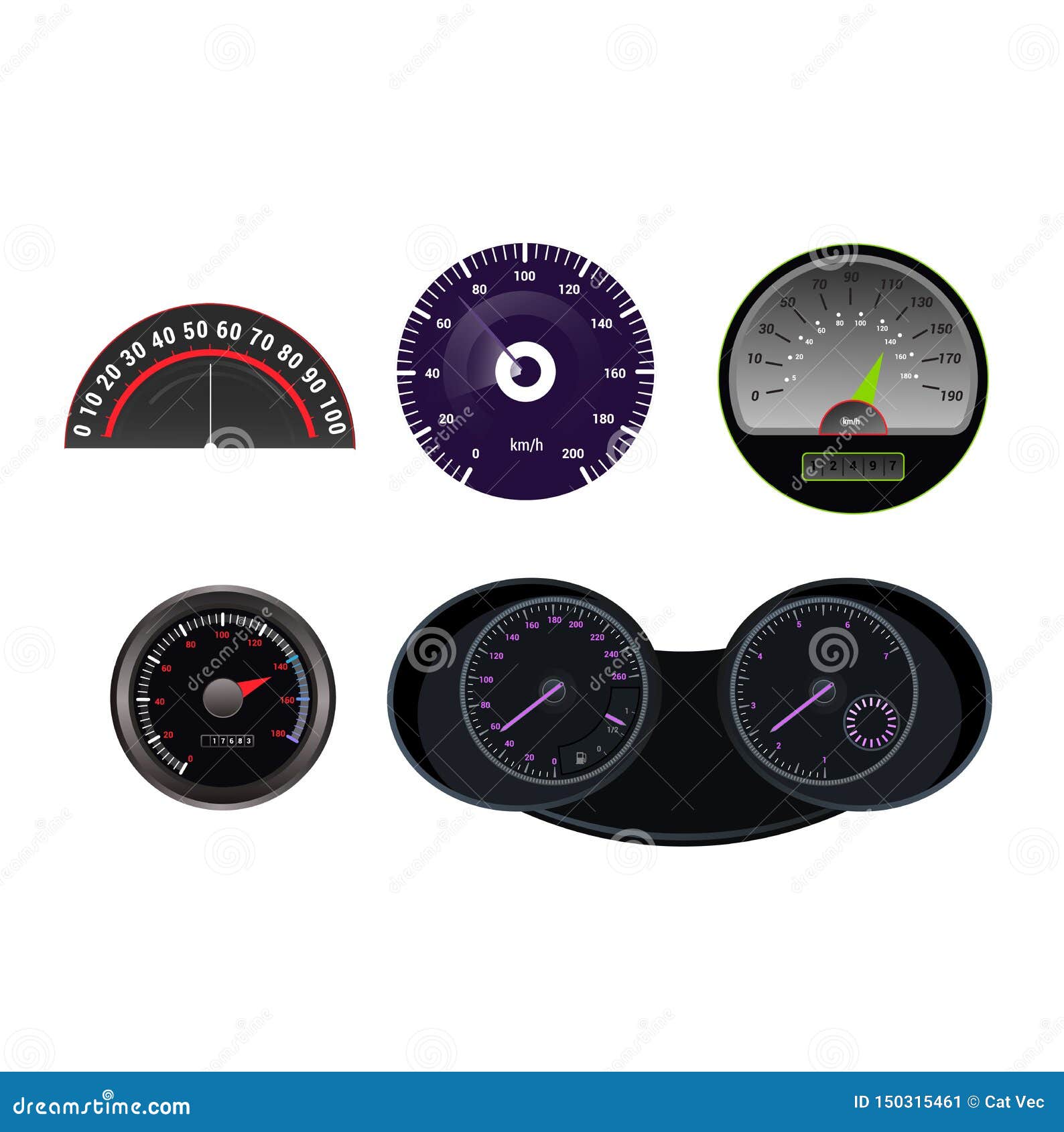 Speedometer Vector Car Speed Dashboard Panel and Speed-up Power ...
