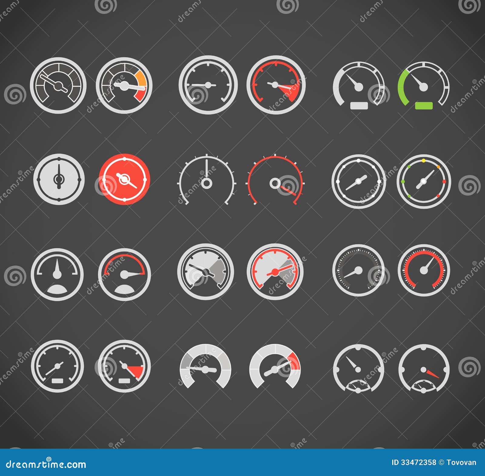 Speedometers Color Collection Stock Vector - Illustration of light ...