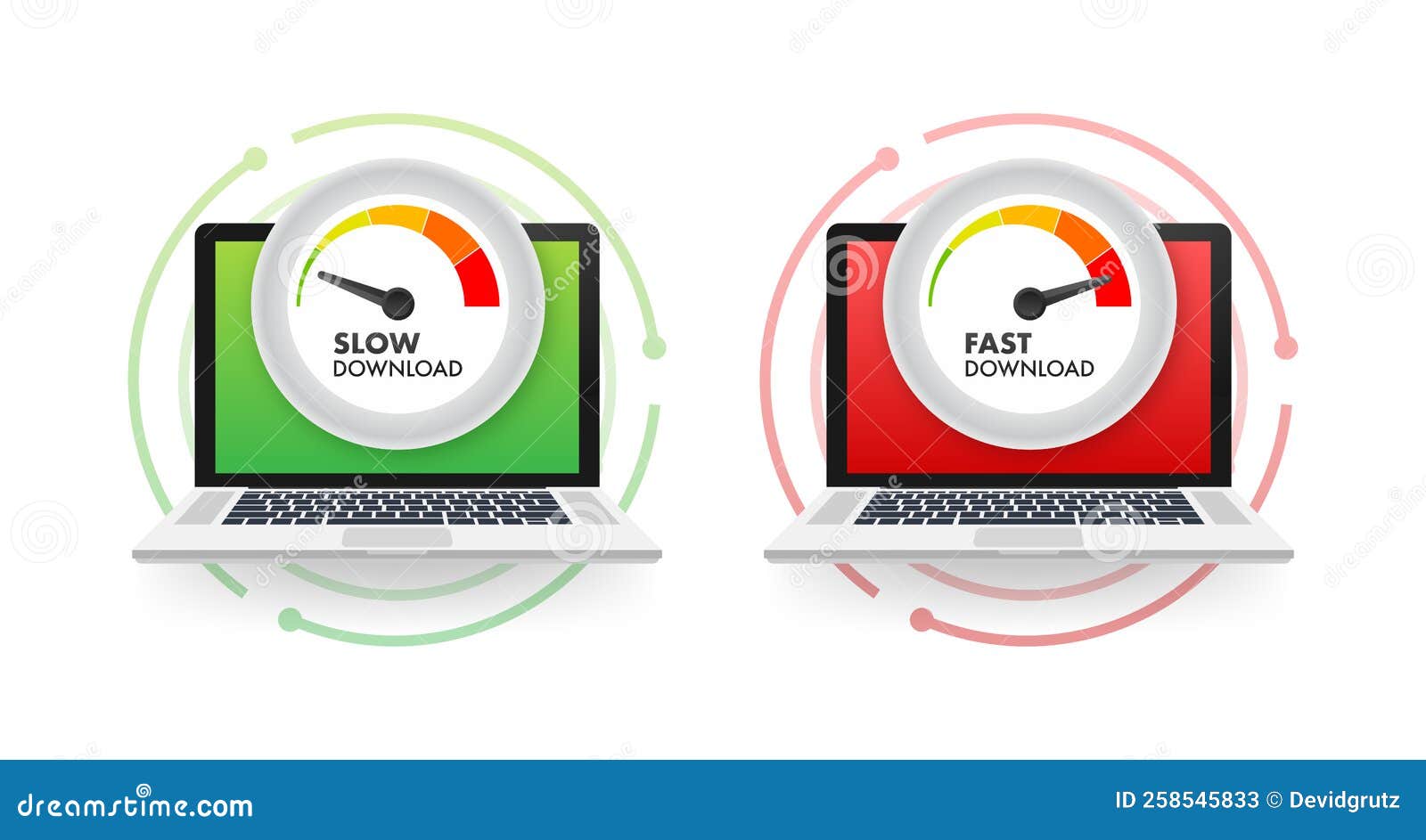 Speedometers with Slow and Fast Download. Vector Stock Illustration ...