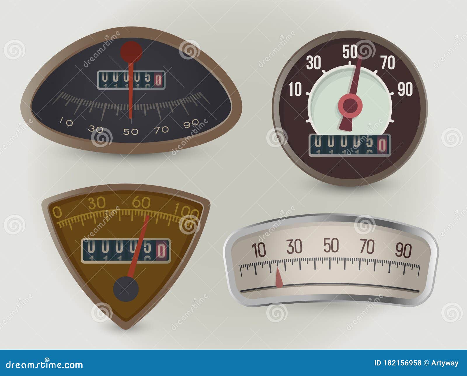 Set Of Realistic Speedometers Stock Photo | CartoonDealer.com #64860264