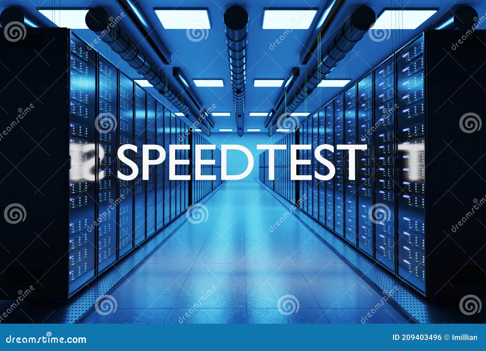 Speedtest Logo in Large Modern Data Center with Multiple Rows of ...