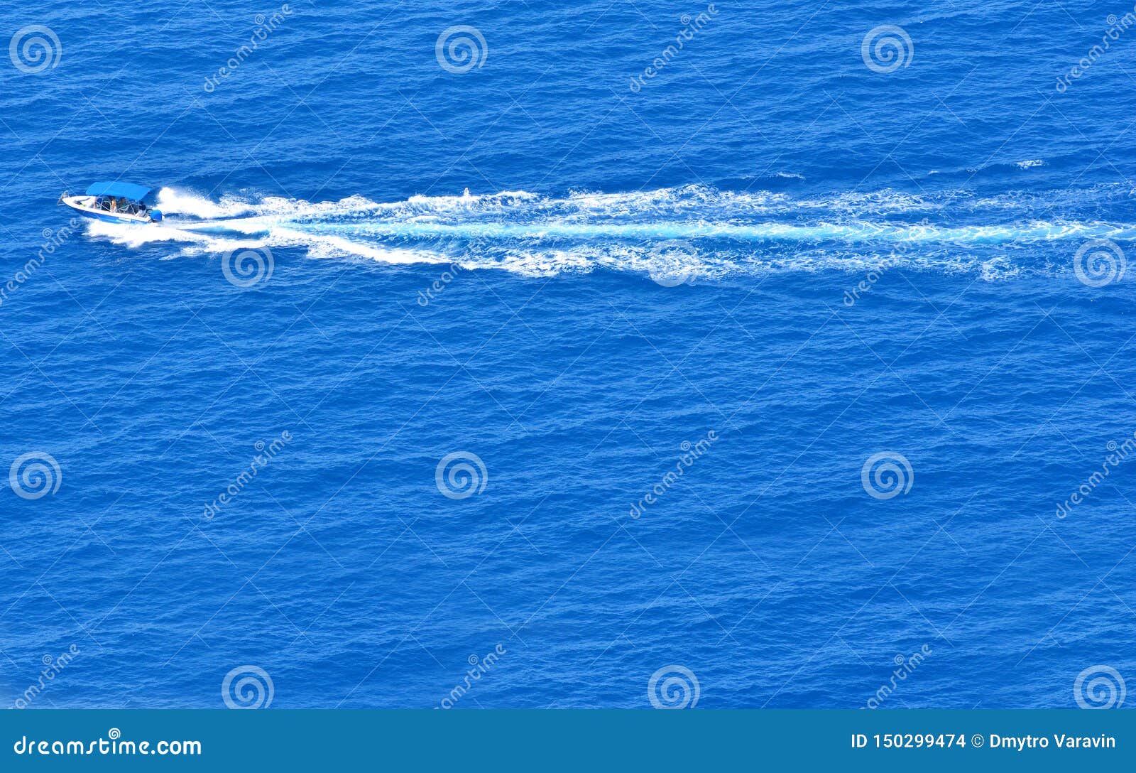 Speedy Boat Sailing by Sea. View Above, Copy Space Stock Photo - Image ...