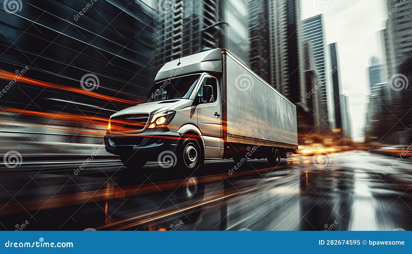 Speedy Deliveries: Van on the Move in City Streets, Efficient Express ...