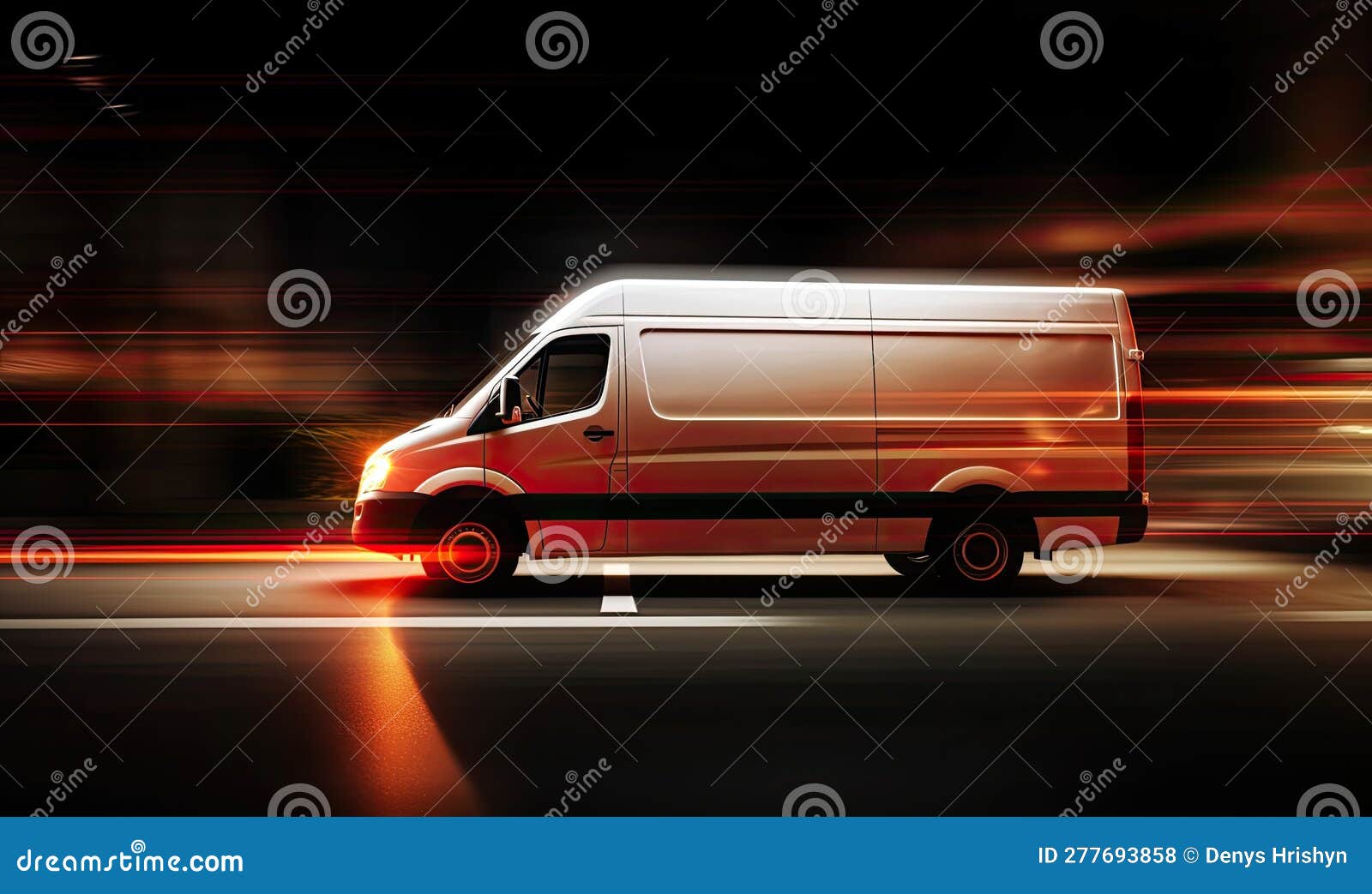 Speedy Delivery Van with Glowing Lights Heading To Destination Creating ...