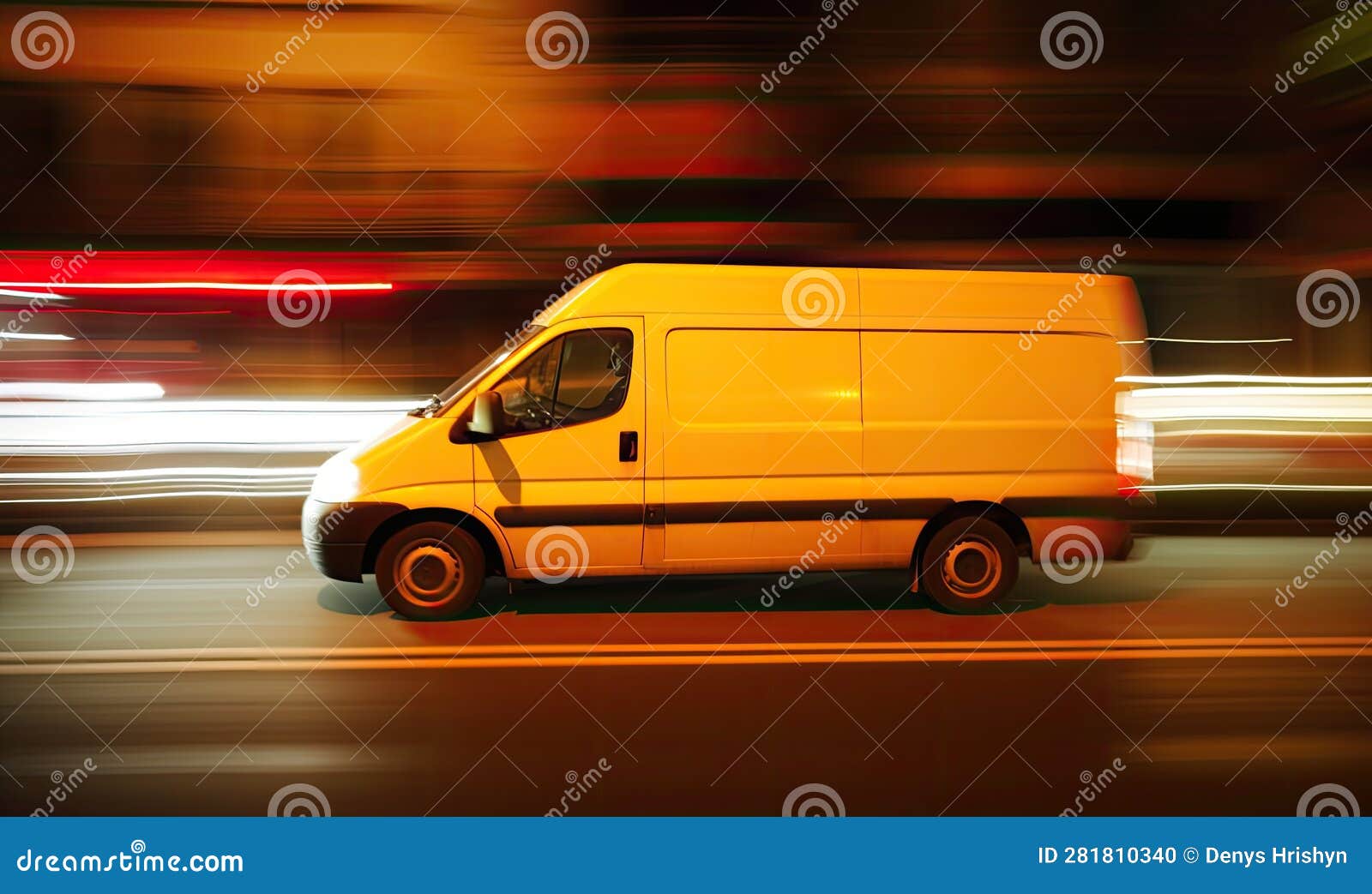 Speedy Delivery Van with Glowing Lights Heading To Destination Creating ...