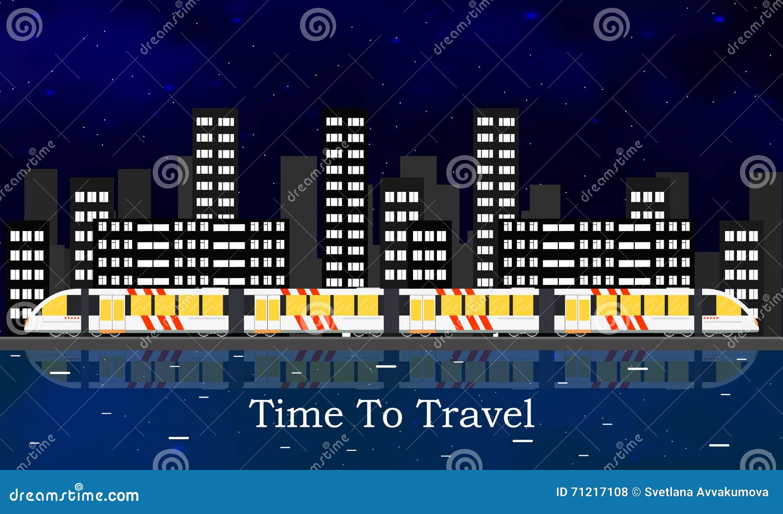 Speedy Intercity Train. Night Starry Sky. Stock Vector - Illustration ... Speedy Intercity Train. Night Starry Sky. Stock Vector - Illustration ...