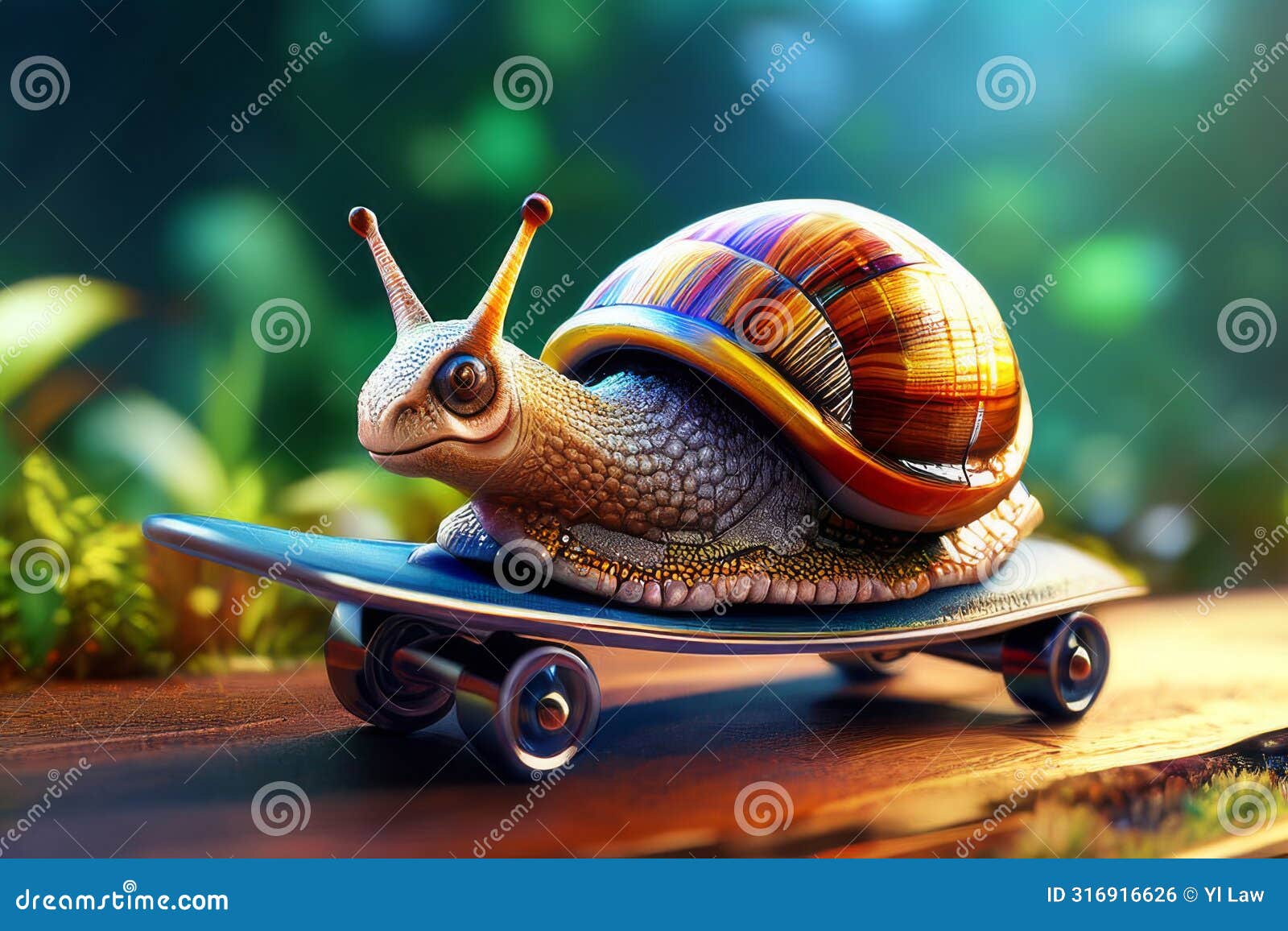 A Speedy Snail with Wheels on Yellow Background. Speed Increase ...
