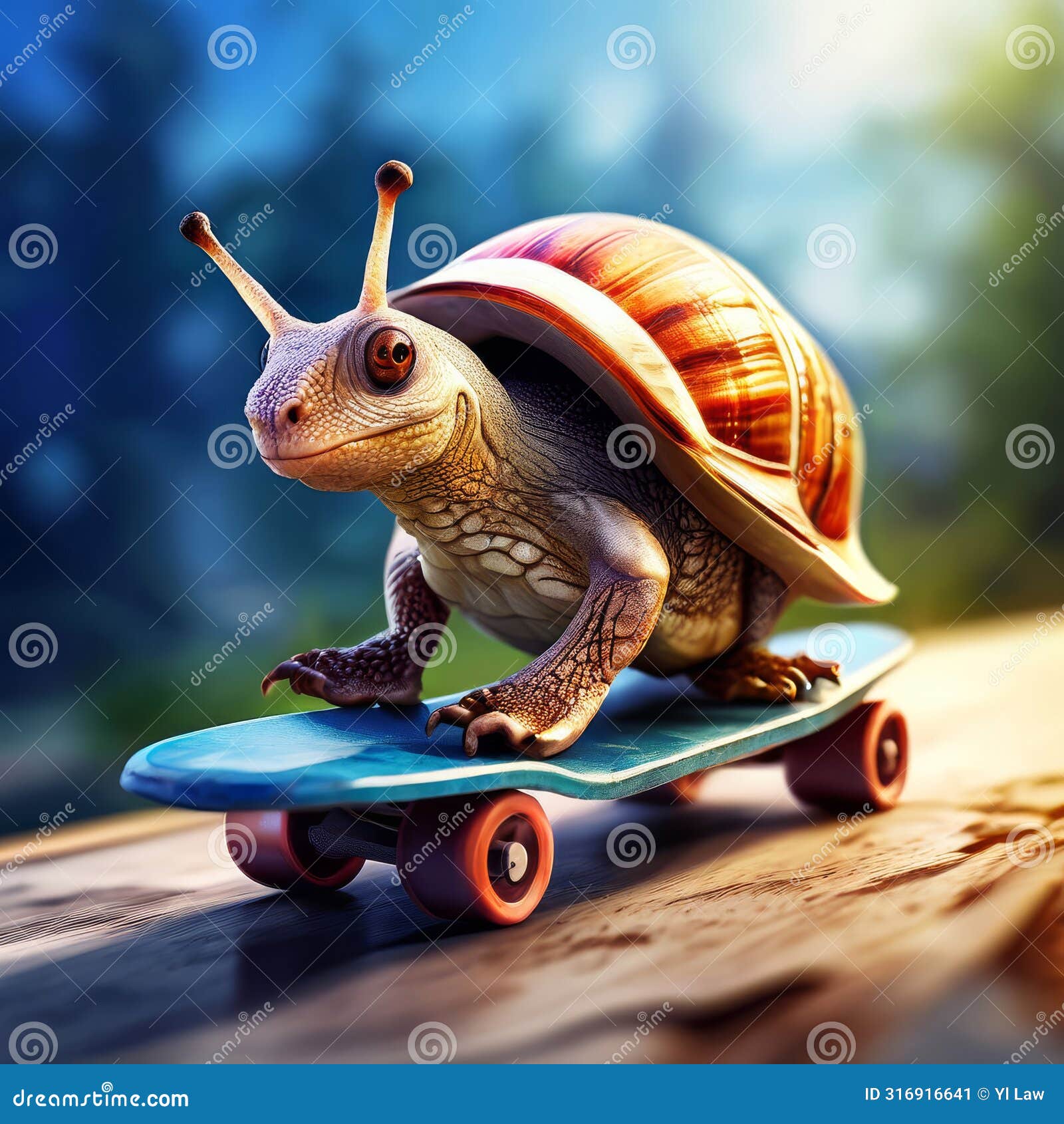 A Speedy Snail with Wheels on Yellow Background. Speed Increase ...