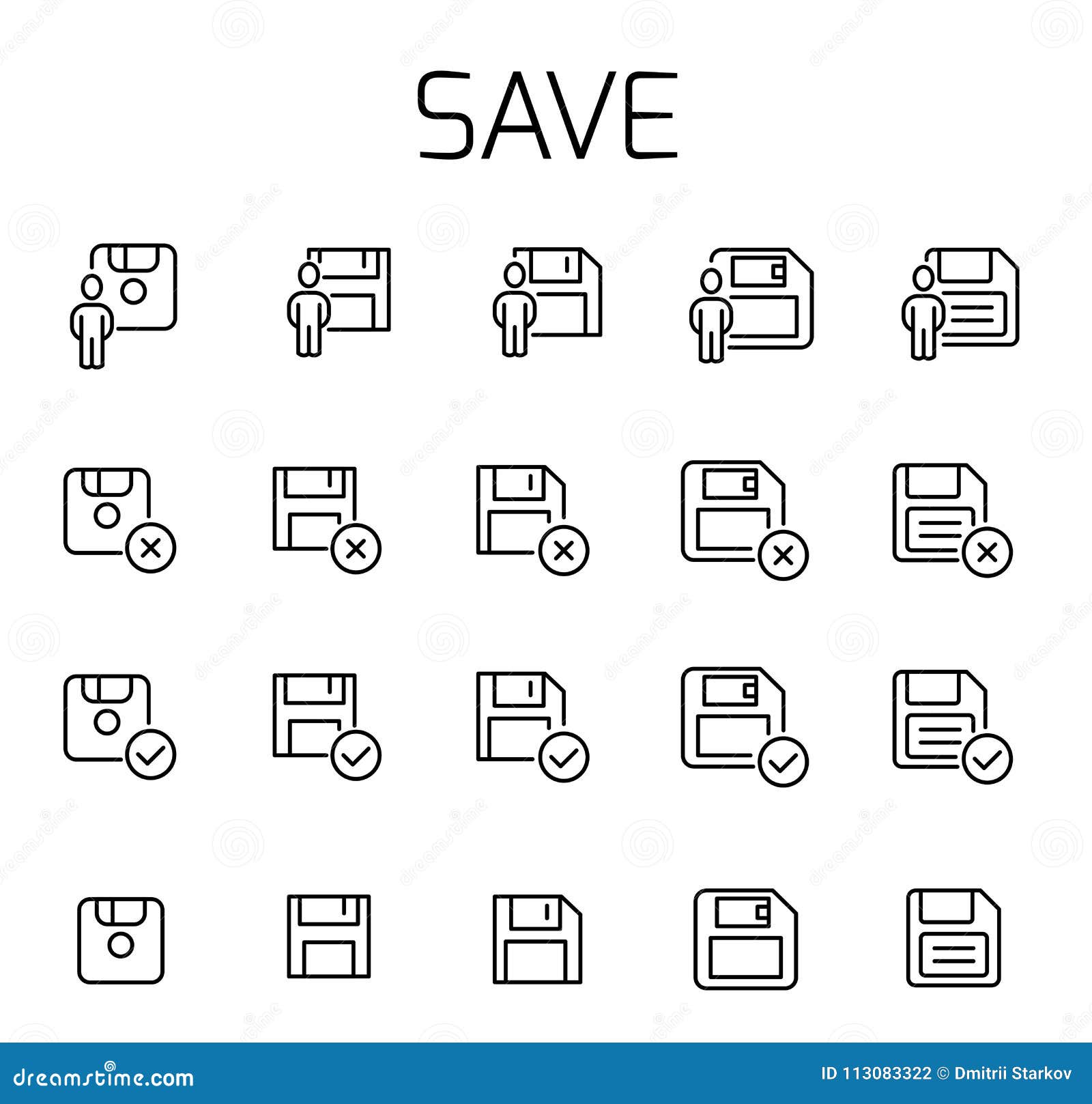 Speichern Sie in Verbindung Stehenden Vektorikonensatz Vektor Abbildung ...