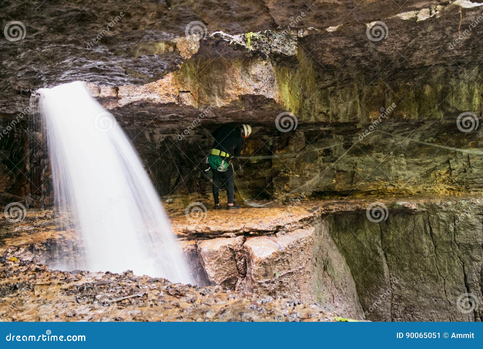 Speleologist at Mayei Cave in Ecuador Stock Image - Image of speleology ...