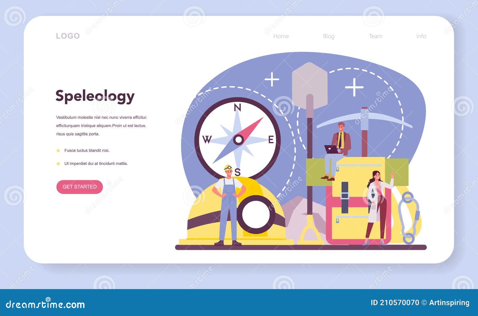 Speleologist Web Banner or Landing Page. Scientst Exploring Stock ...