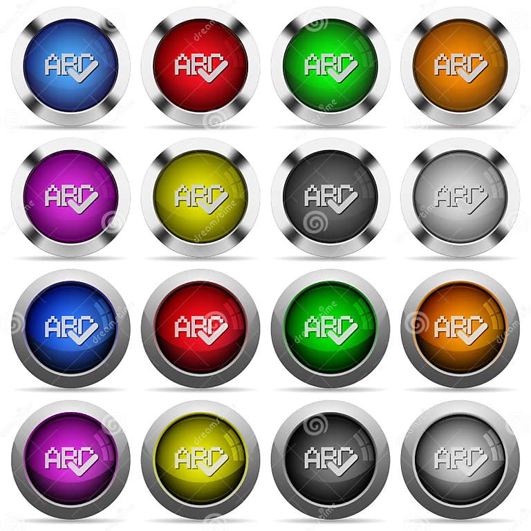 Spell check button set stock vector. Illustration of purple - 107777870