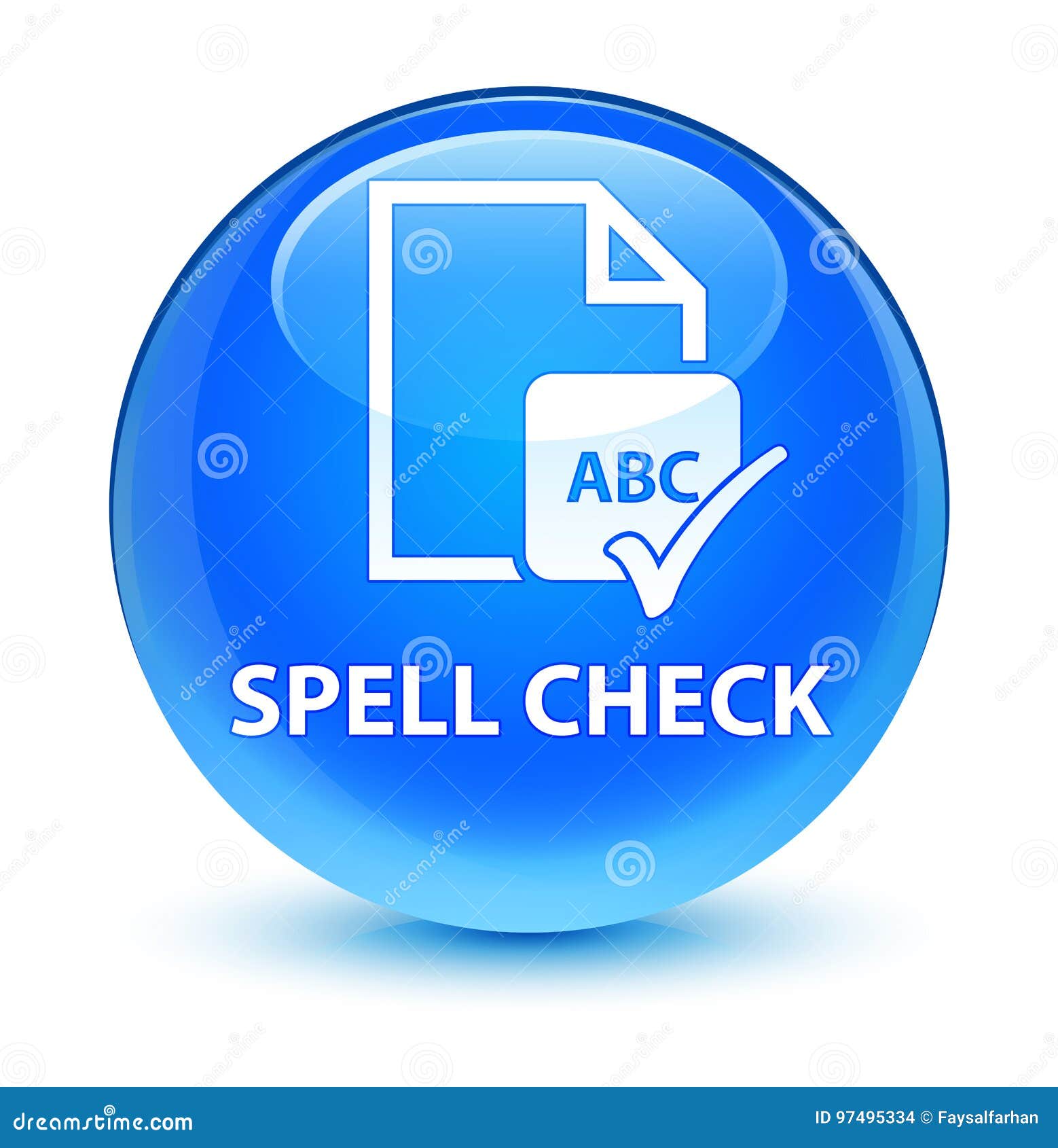 Spell Check Document Glassy Cyan Blue Round Button Stock Illustration ...