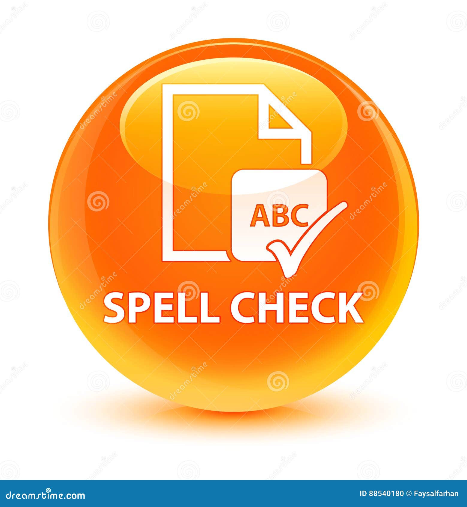 Spell Check Document Glassy Orange Round Button Stock Illustration ...