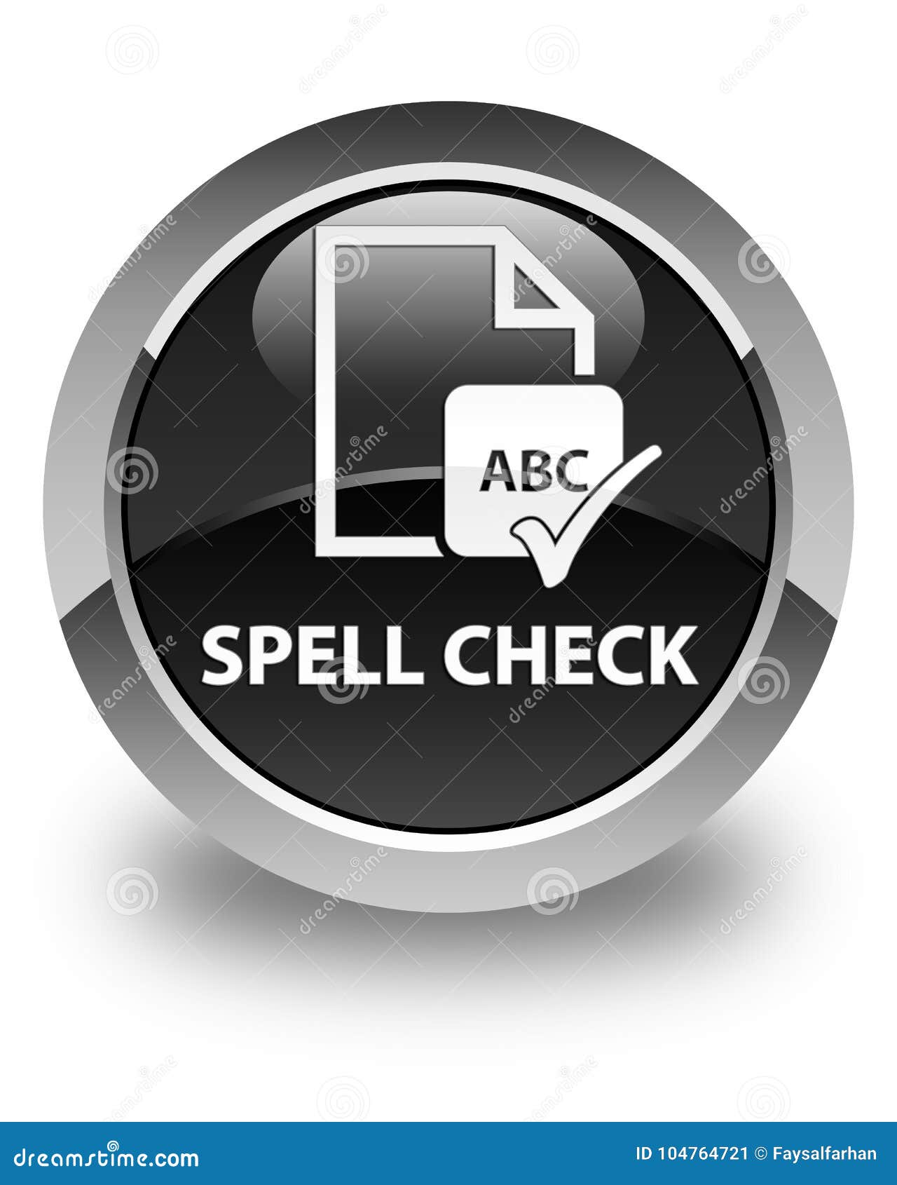 Spell Check Document Glossy Black Round Button Stock Illustration ...