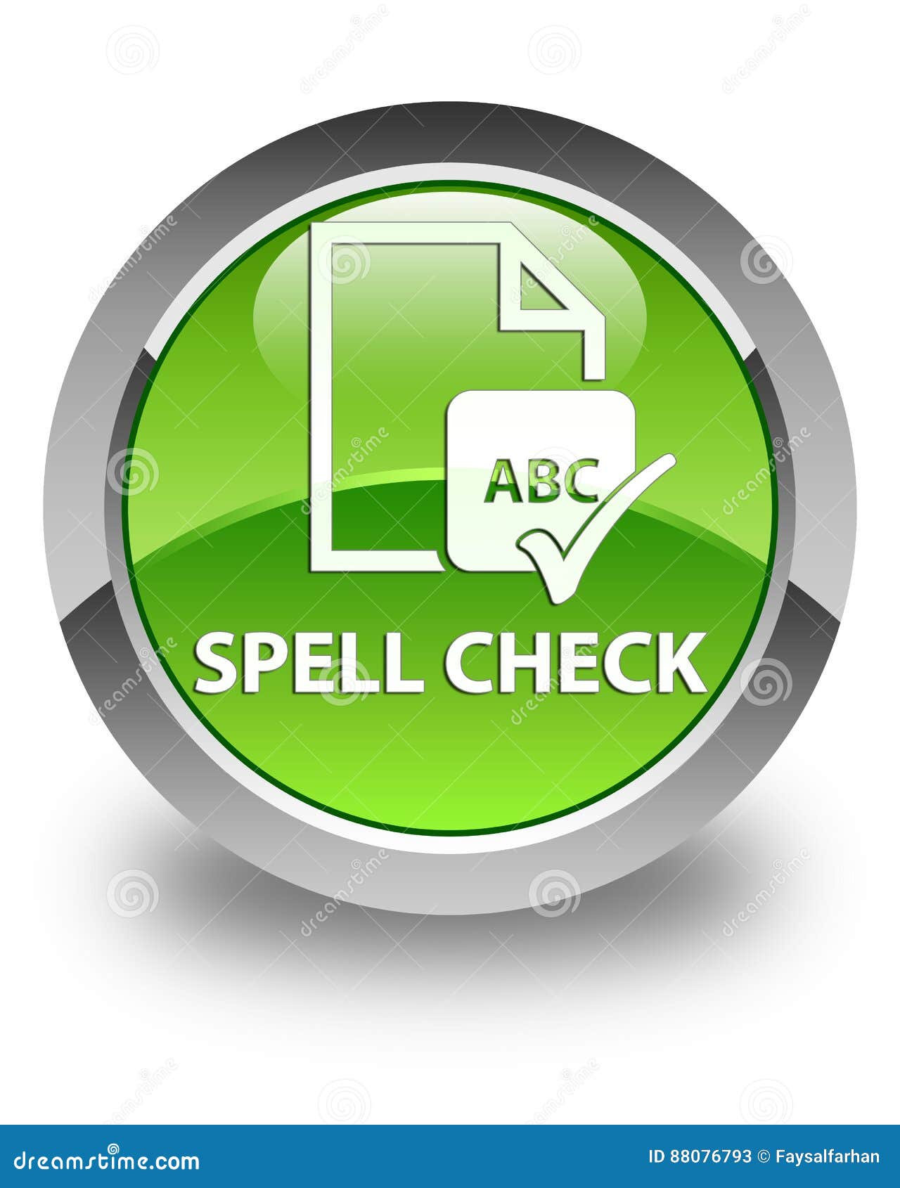Spell Check Document Glossy Green Round Button Stock Illustration ...