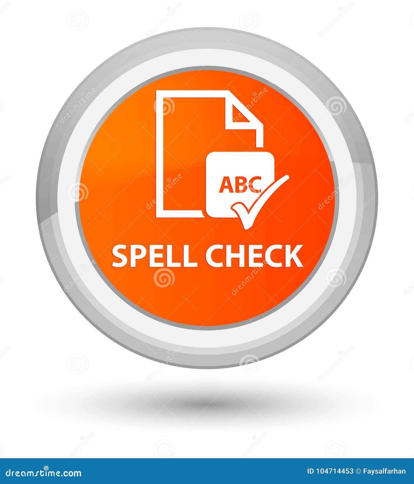 Spell Check Document Prime Orange Round Button Stock Illustration ...